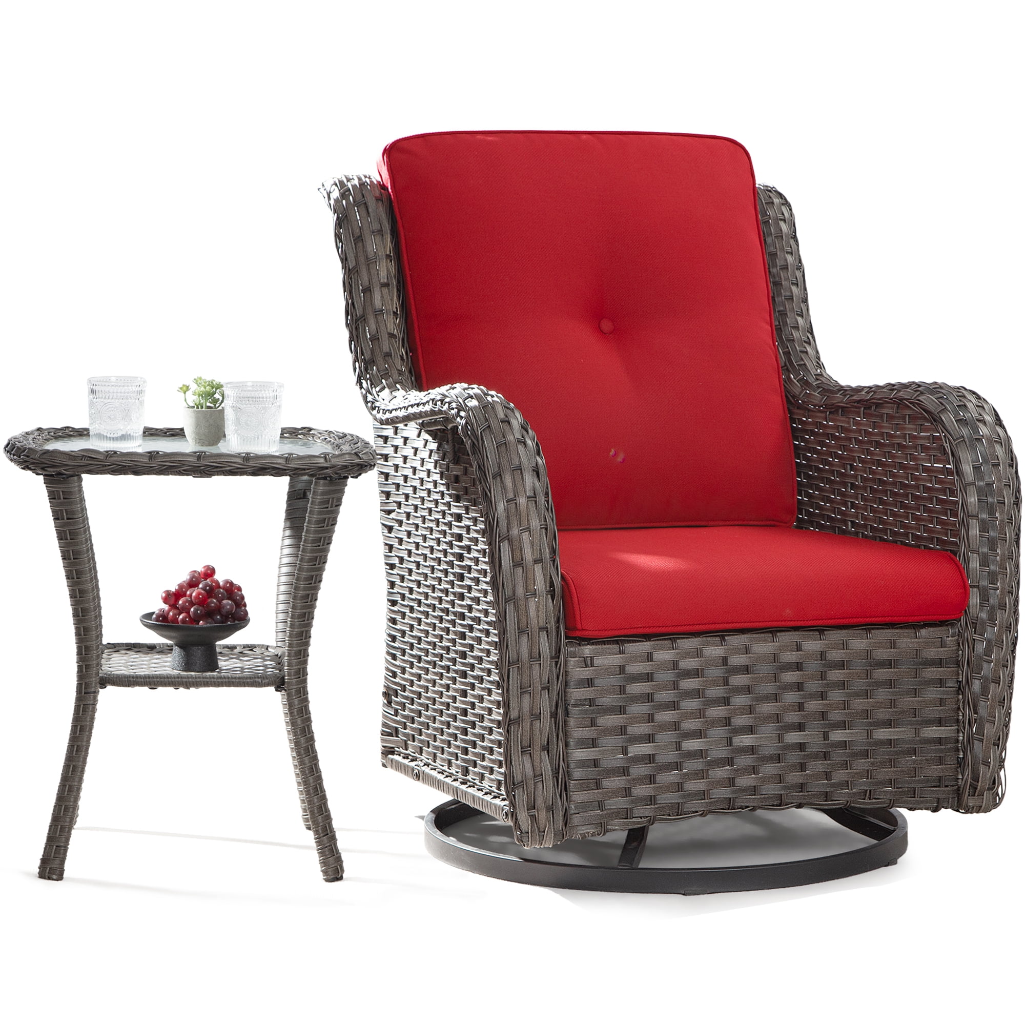 MeetLeisure Patio Rocking Furniture Set, Outdoor PE Wicker Swivel ...
