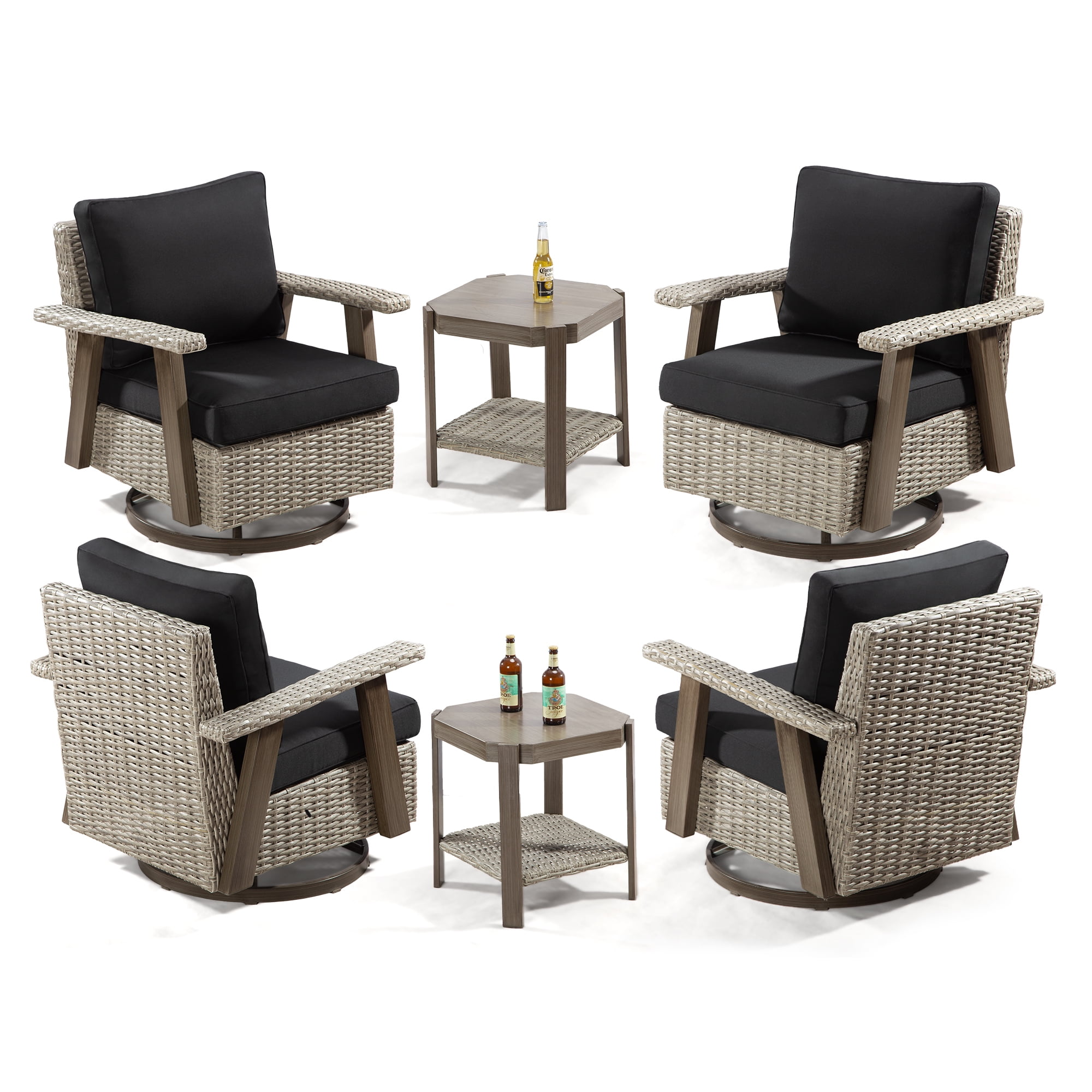 MeetLeisure Patio Furniture - Outdoor Wicker Swivel Rocker Chairs with ...