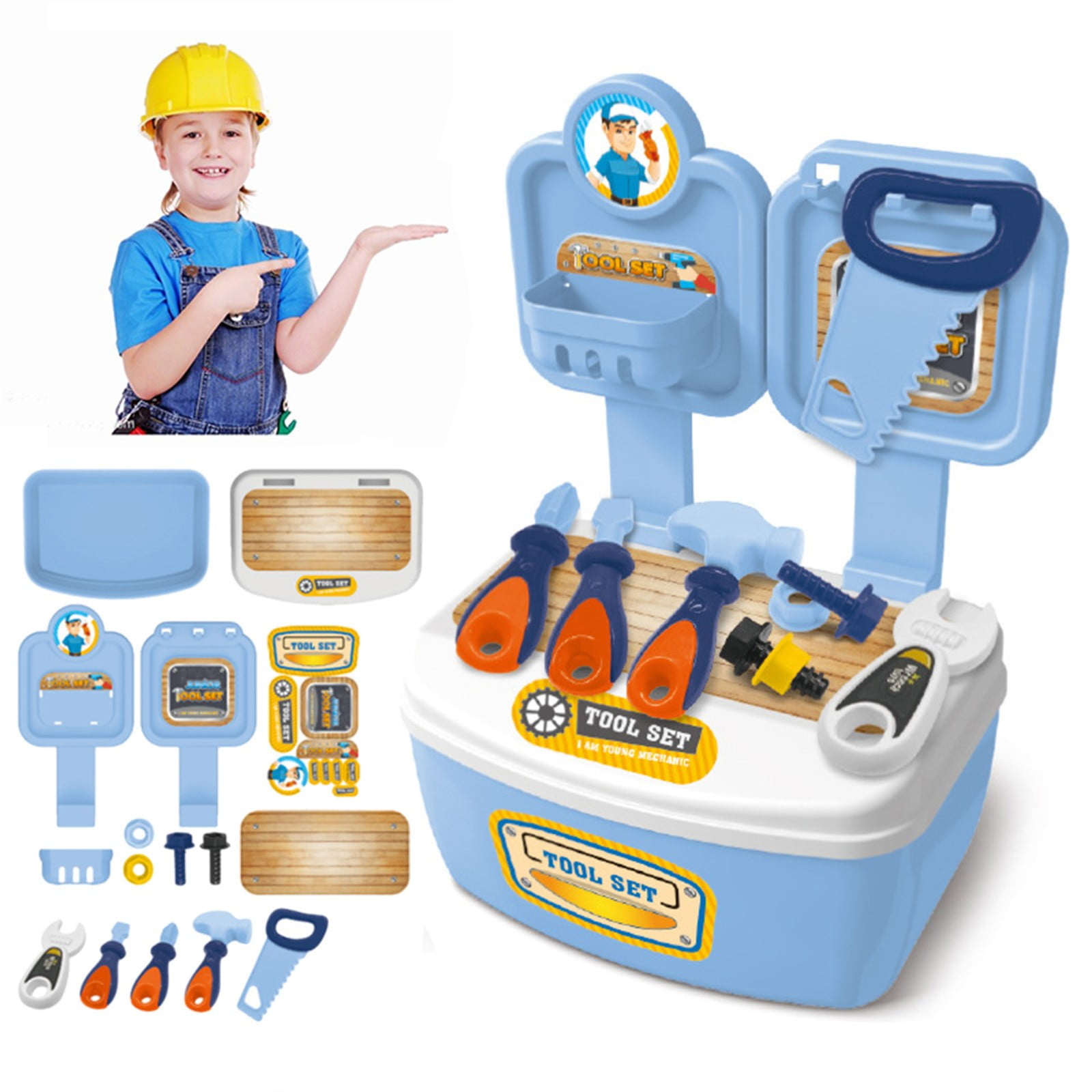 MeetYTOYS 16Pcs Kids Tool Set Toy, Toy Tool Box, Construction Tools ...