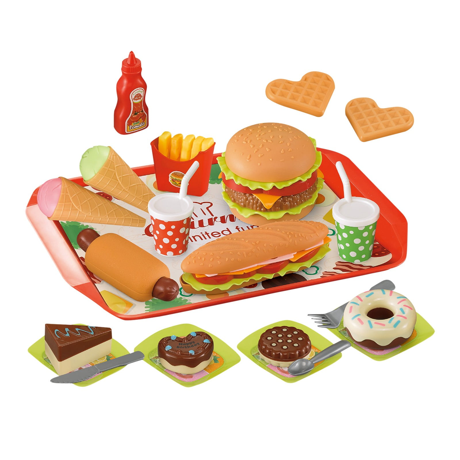 MeetYTOYS 16Pcs Pretend Play Toys Fries Burger Playset Simulation Food ...