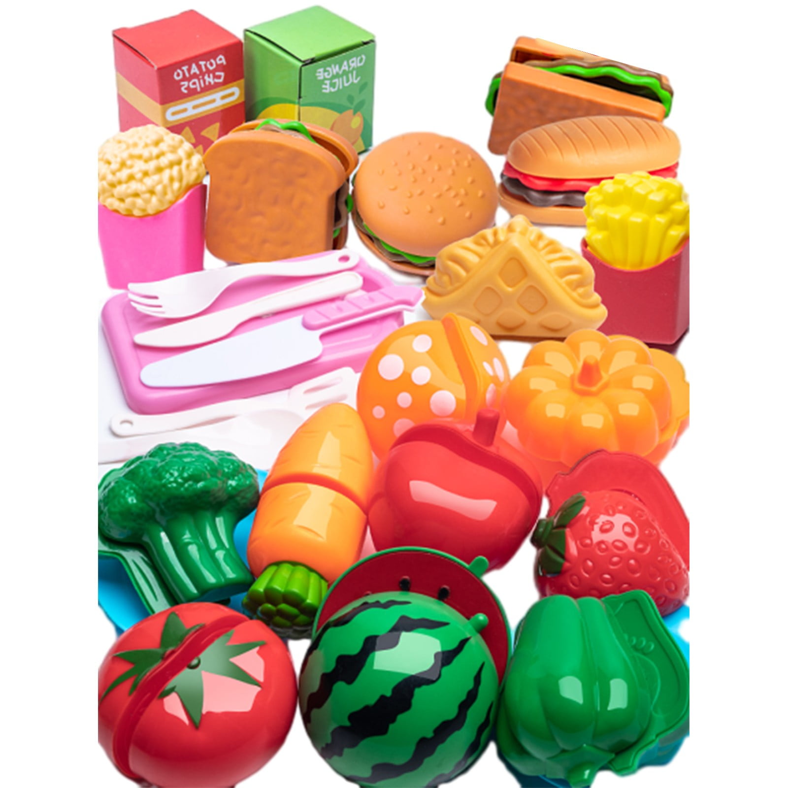 MeetYTOYS 27Pcs Cutting Play Food Toy for Kids Kitchen, Pretend Fruit ...