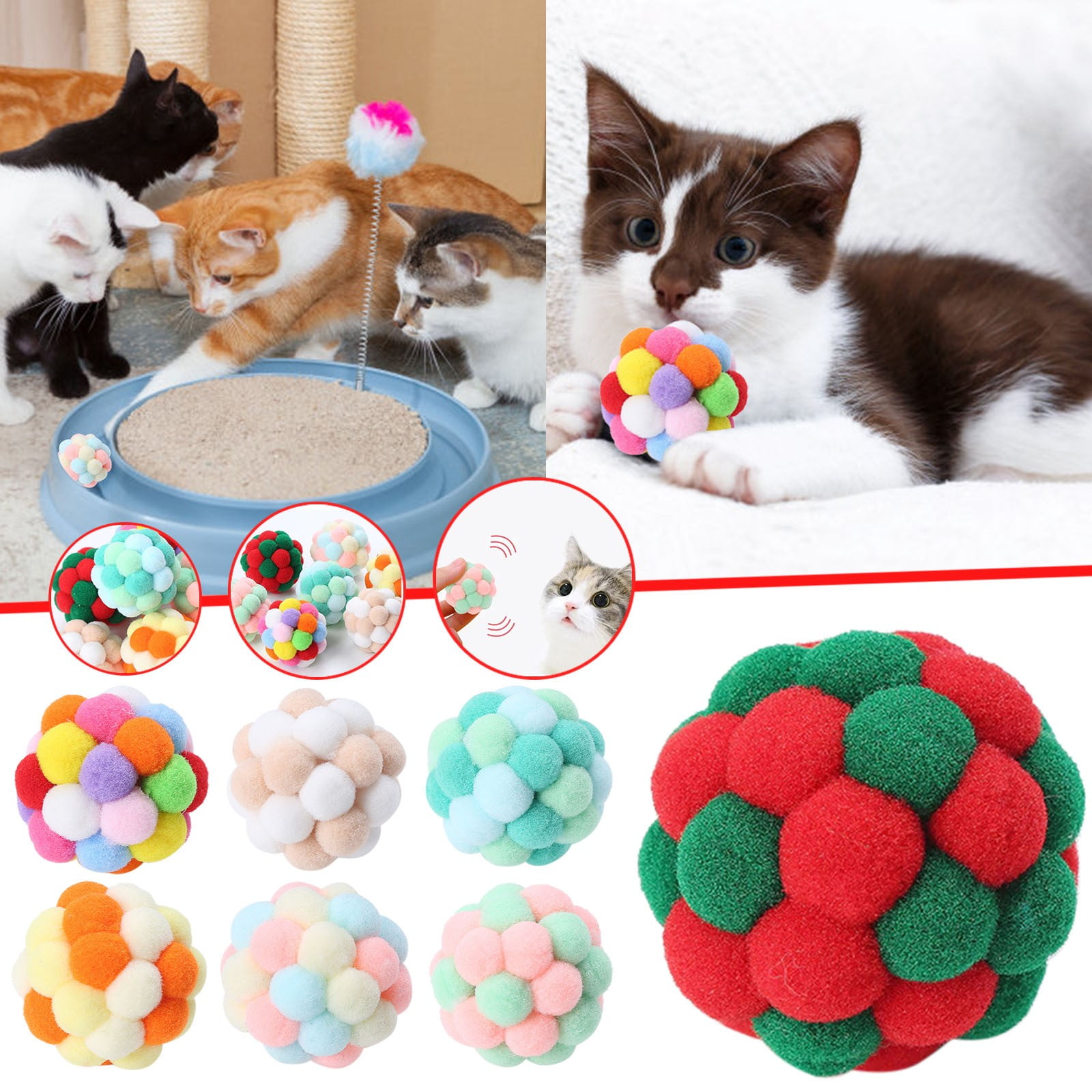 MeetYTOYS Cat Toy Balls for Indoor Cats, Soft Lightweight Interactive ...
