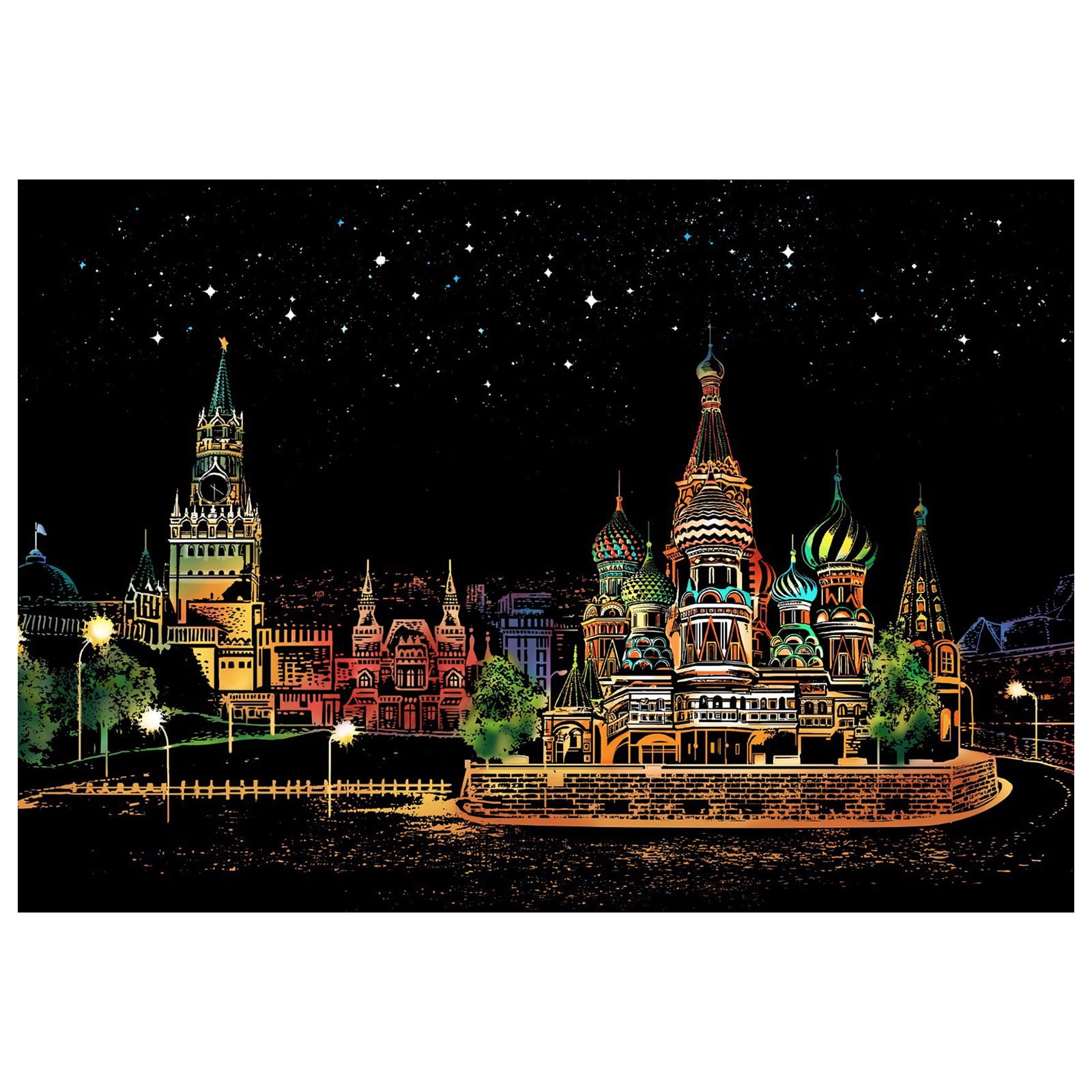 MeetYTOYS Rainbow Scratch Painting Paper, City Series Night Scene ...