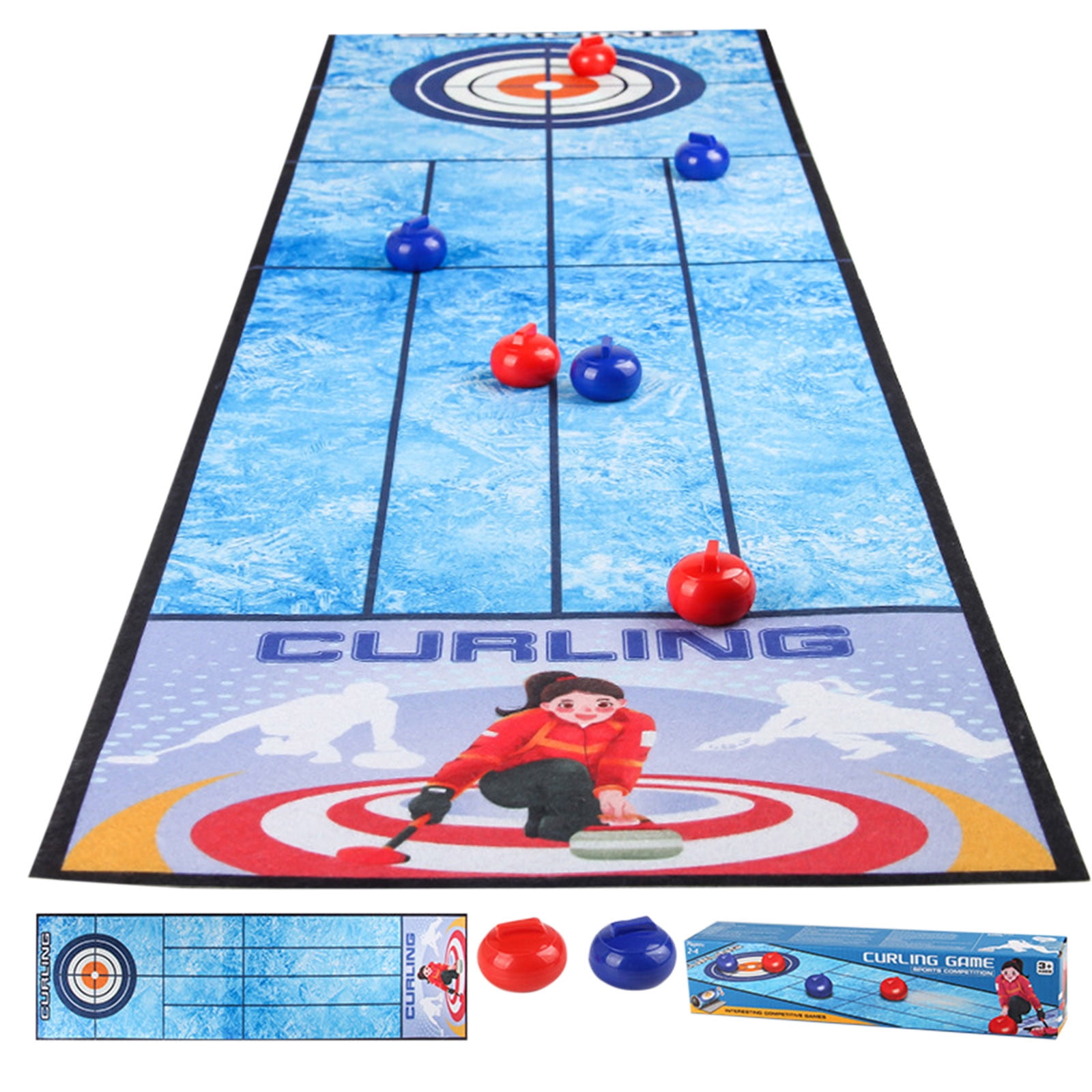 MeetYTOYS Tabletop Curling Game Mat for Kids Adults & Family(with 6 ...
