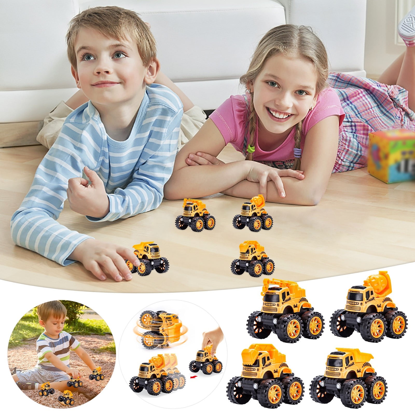 MeetYTOYS Toys Pull Back Vehicles, Mini Assorted Construction Vehicles ...