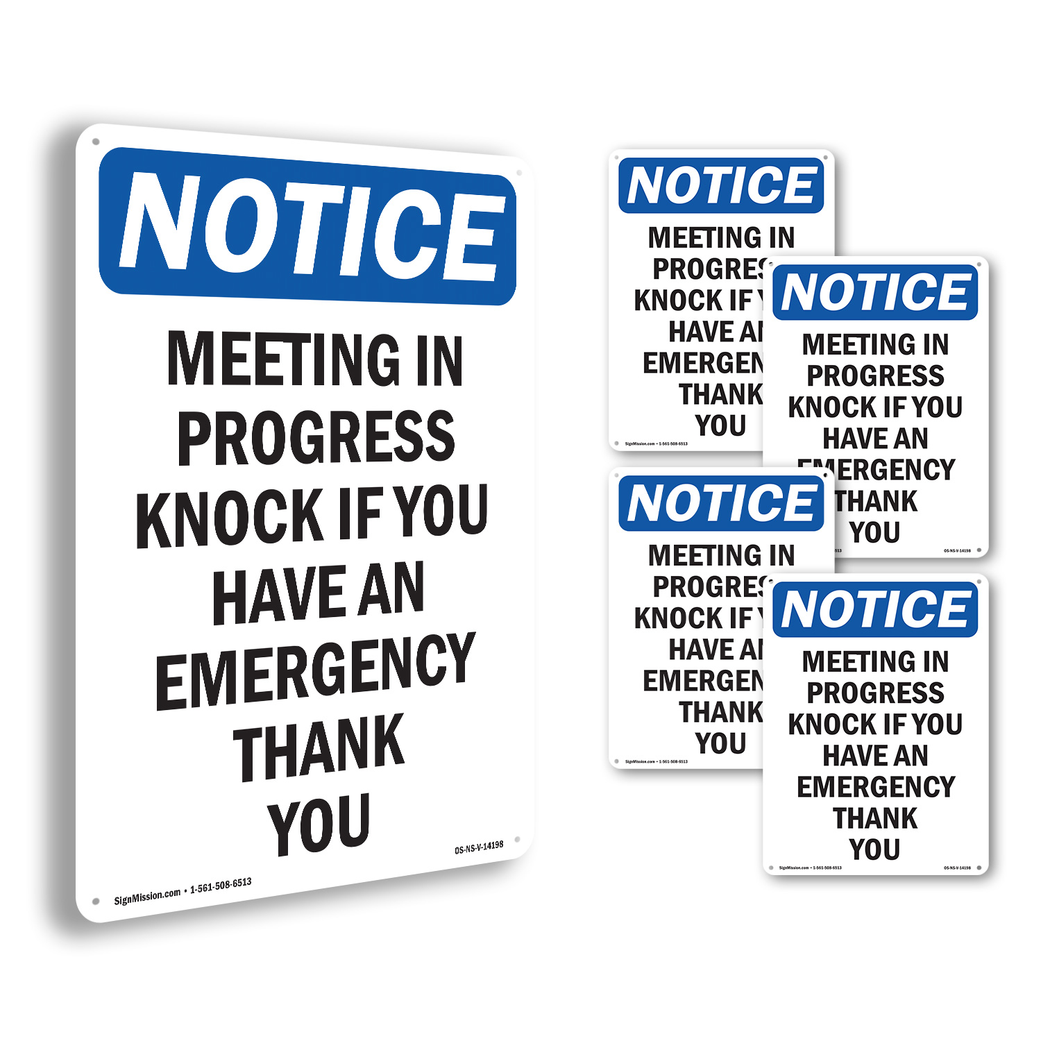 Meeting In Progress Knock If You OSHA Notice Rigid Plastic Sign 10 Inch ...