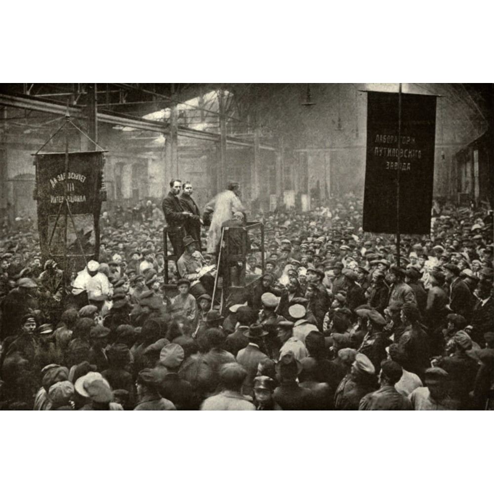 Meeting In The Putilov Works In Petrograd During The 1917 Russian ...