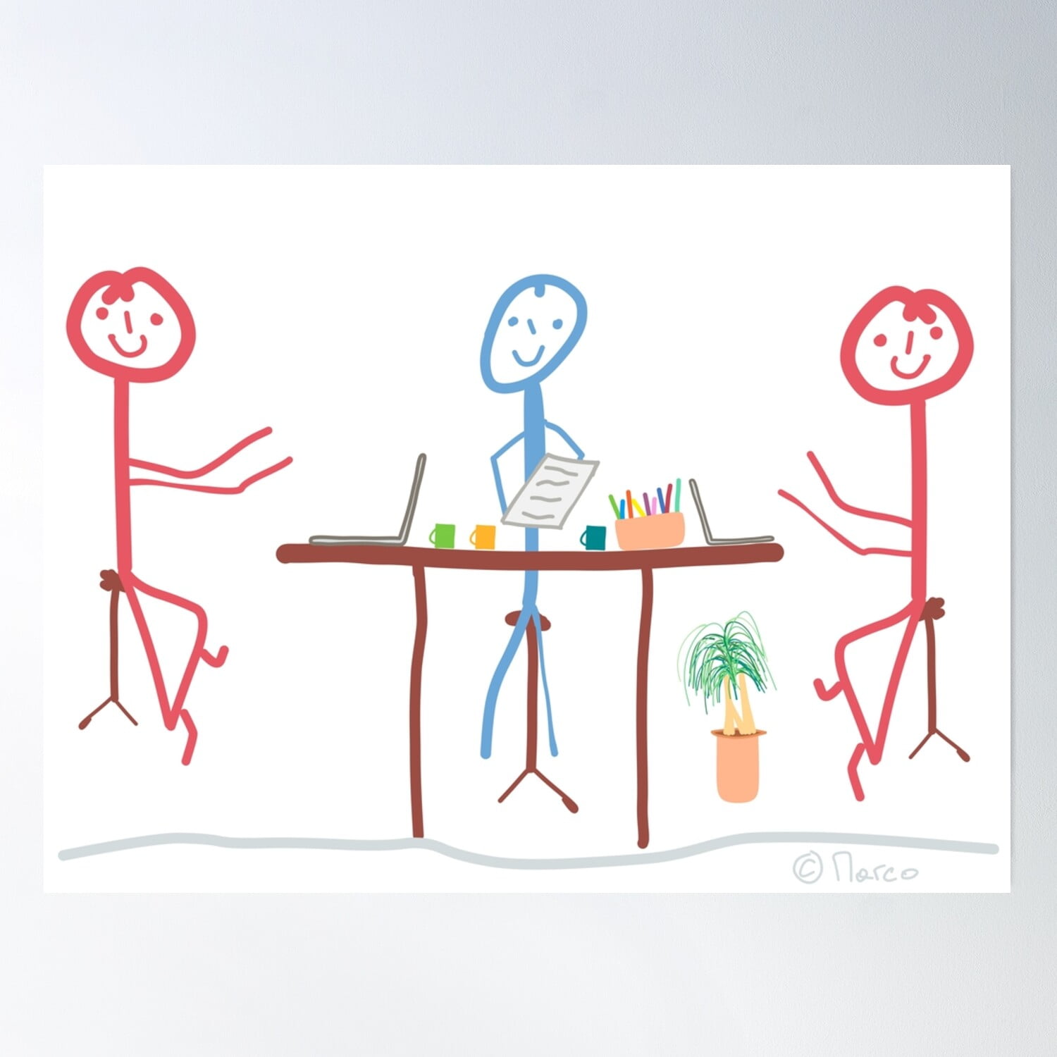 Meeting Stick Figure Talk Determine Team Woman Man Boy Girl Equality ...