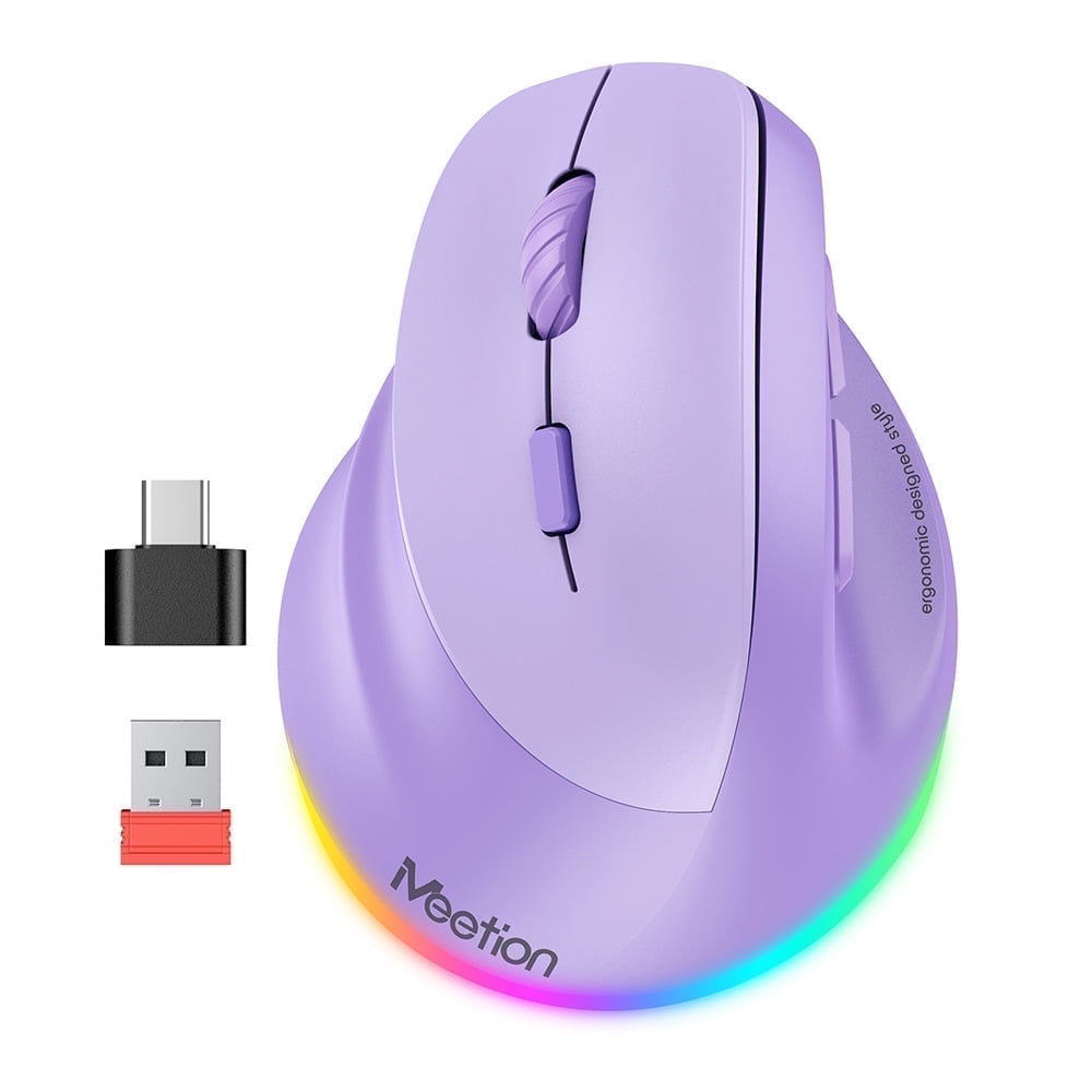 Meetion Left-Handed RGB Wireless Mouse - Ergonomic, Type-C, Optical ...
