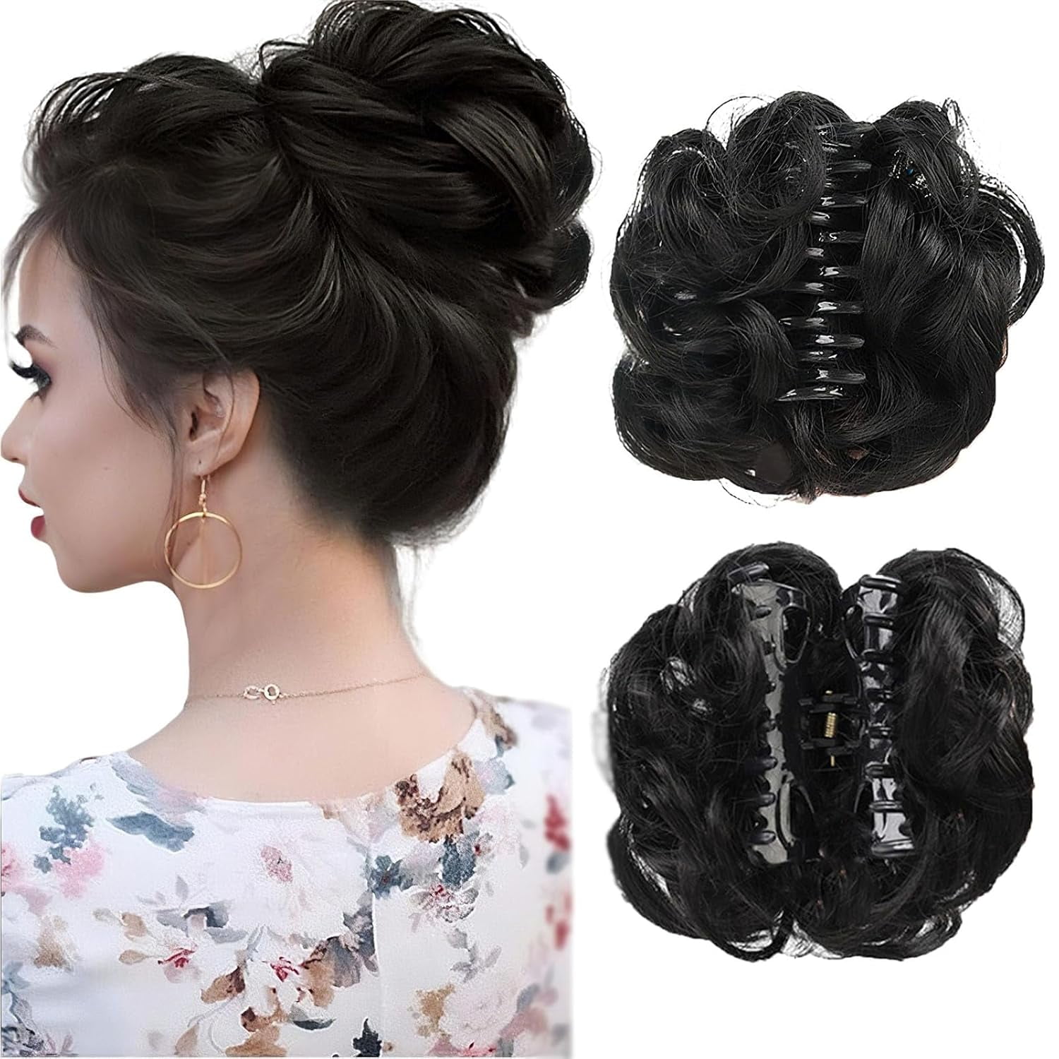 Meetitsneeds Bun Extension Clips, Claw Clip Messy Bun Hair Piece ...
