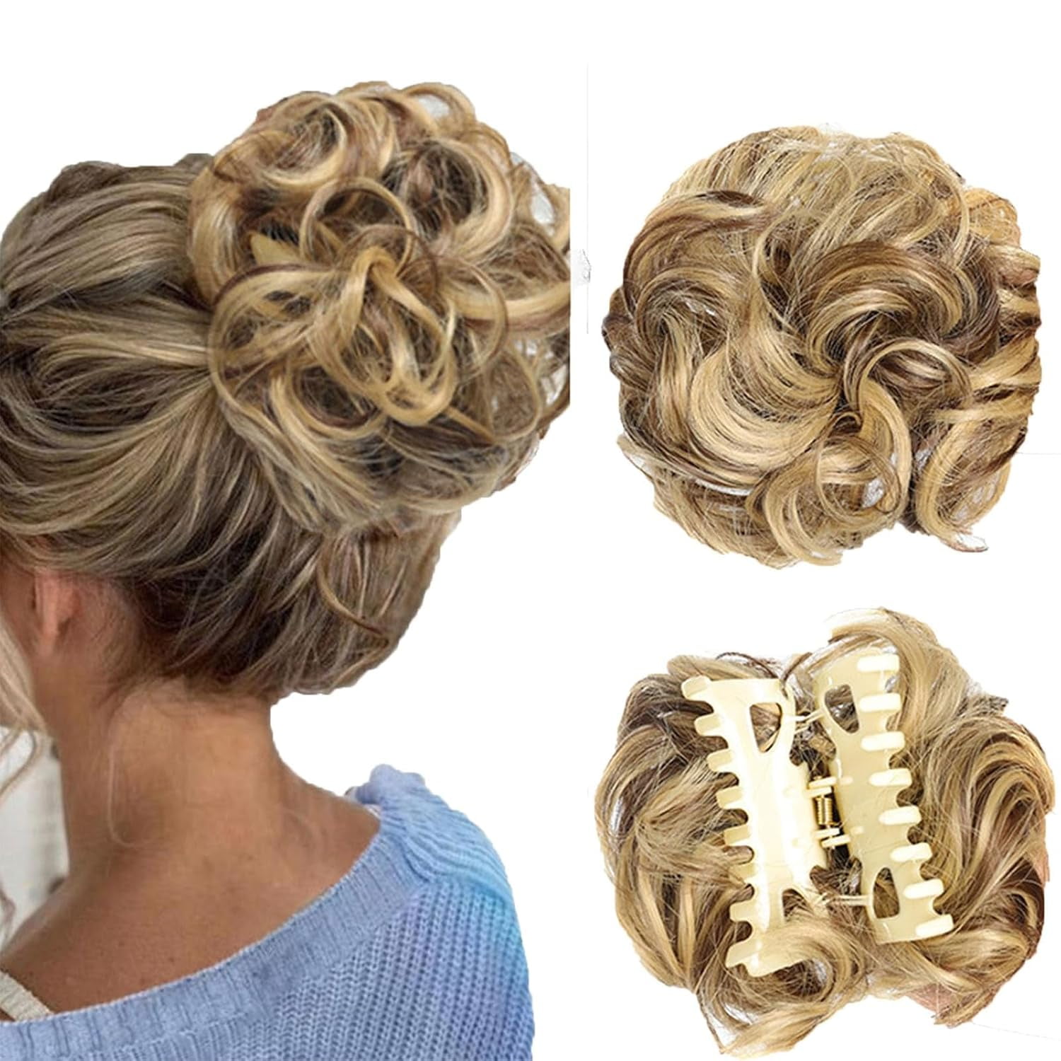 Meetitsneeds Bun Extension Clips, Claw Clip Messy Bun Hair Piece ...