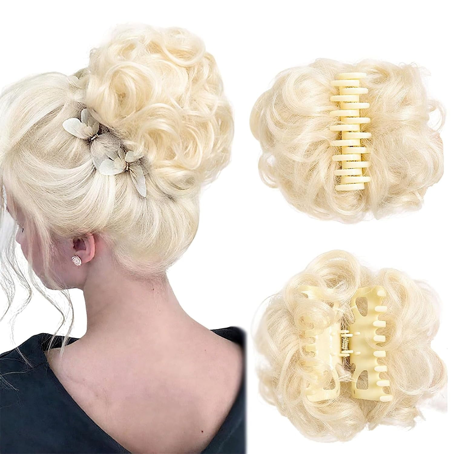 Meetitsneeds Bun Extension Clips, Claw Clip Messy Bun Hair Piece ...