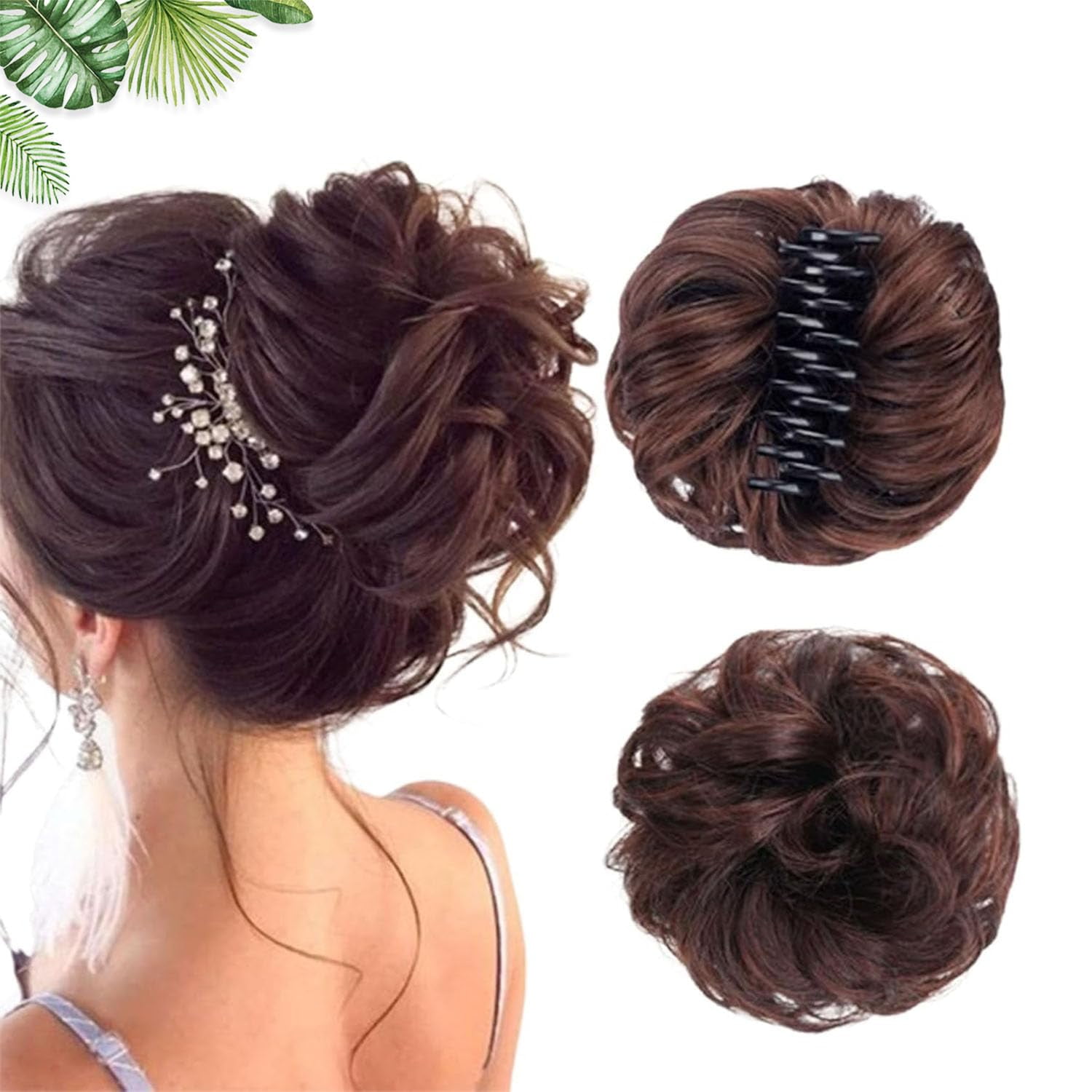 Meetitsneeds Bun Extension Clips,Claw Clip Messy Bun Hair Piece for ...