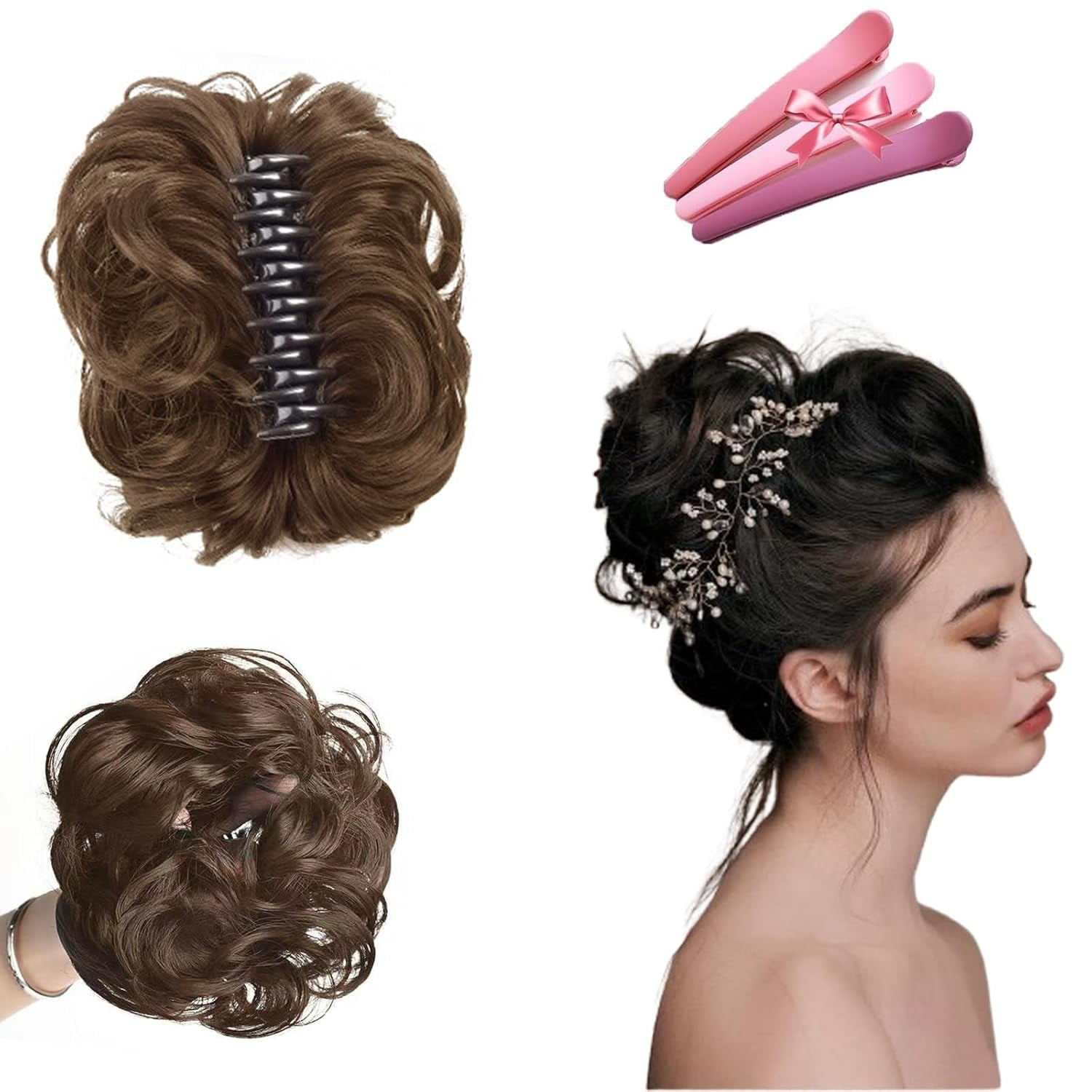 Meetitsneeds Bun Extension Clips, Deaumellos Bun Extension Clips ...