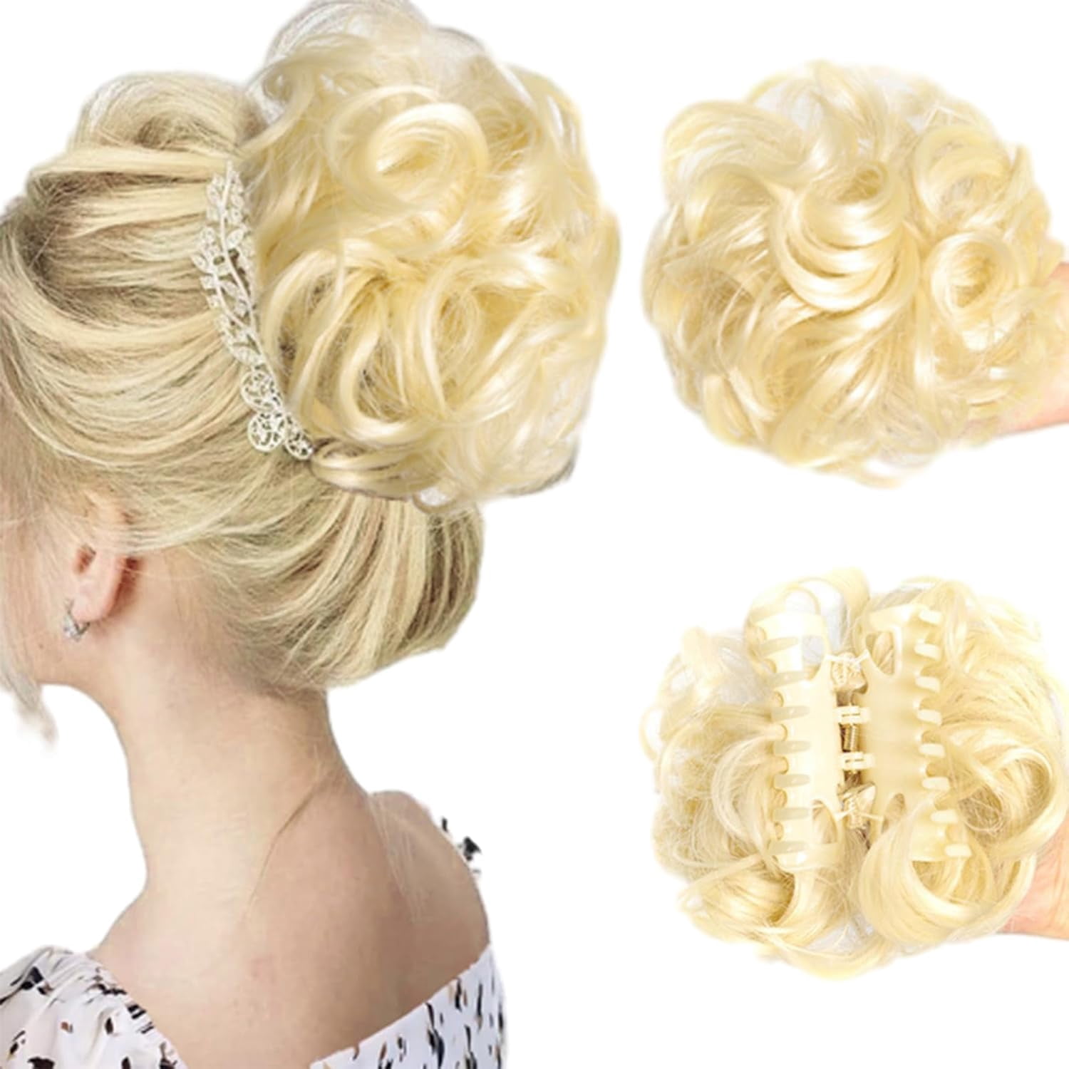 Meetitsneeds Bun Extension Clips, Natural Messy Bunhair Claws, Hair ...