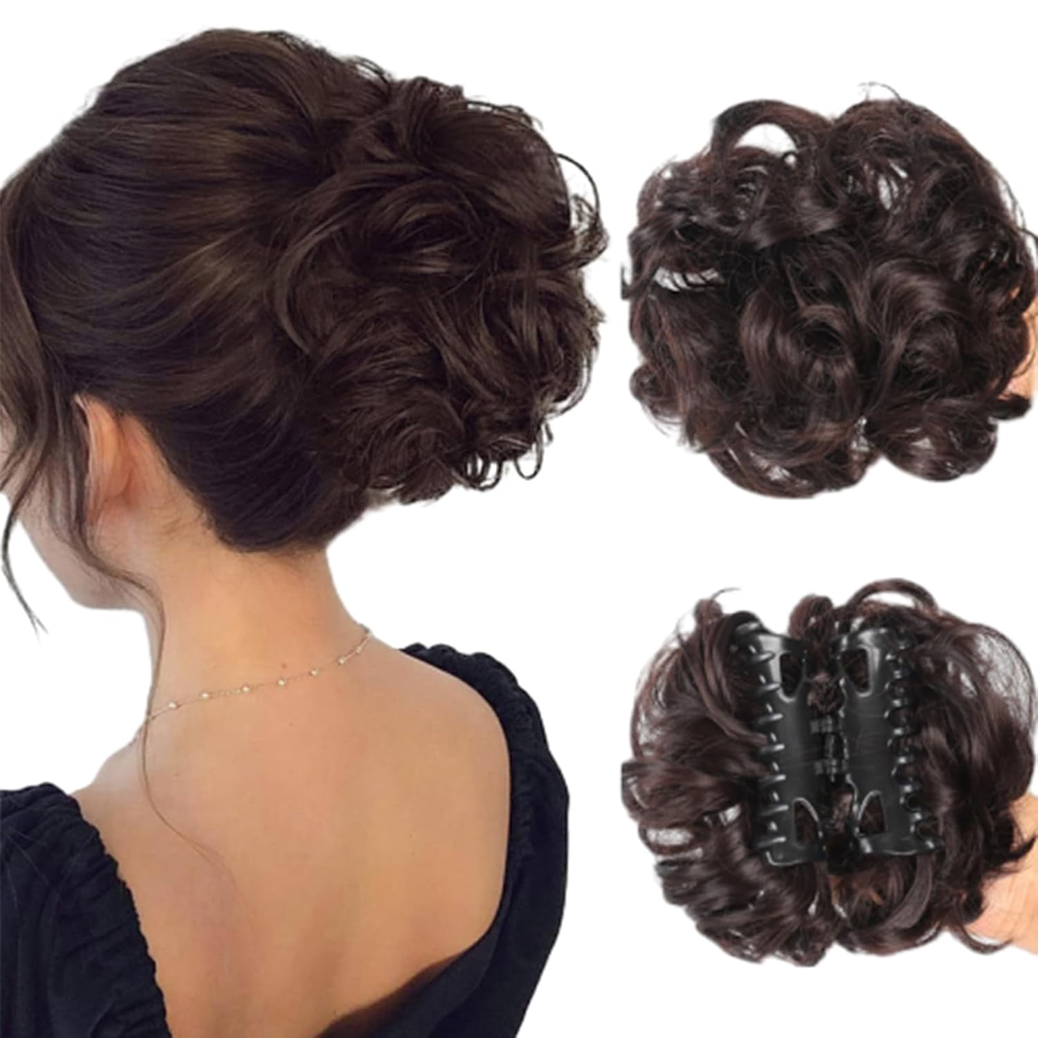Meetitsneeds Bun Extension Clips, Natural Messy Bunhair Claws, Hair ...