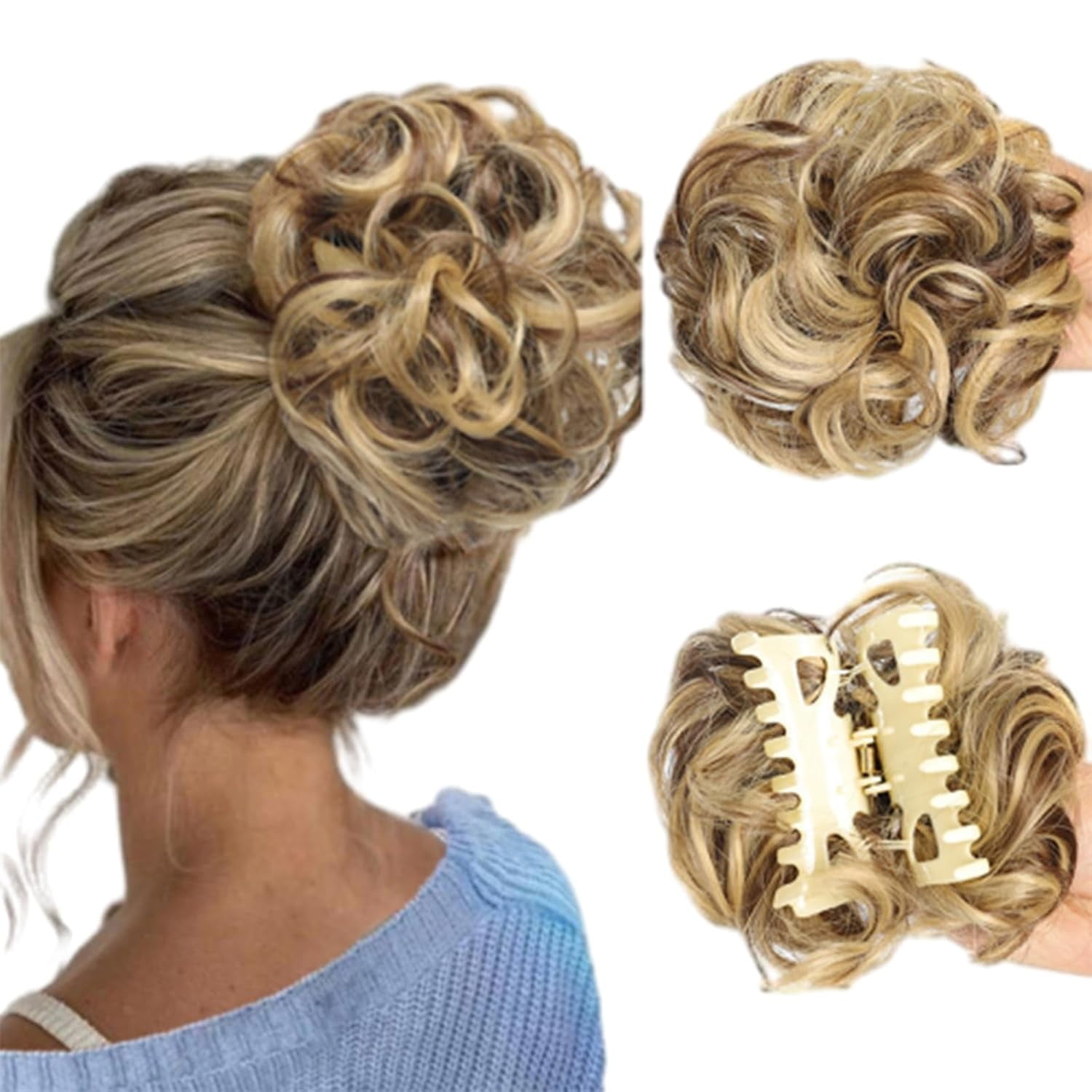 Meetitsneeds Bun Extension Clips, Natural Messy Bunhair Claws, Hair ...