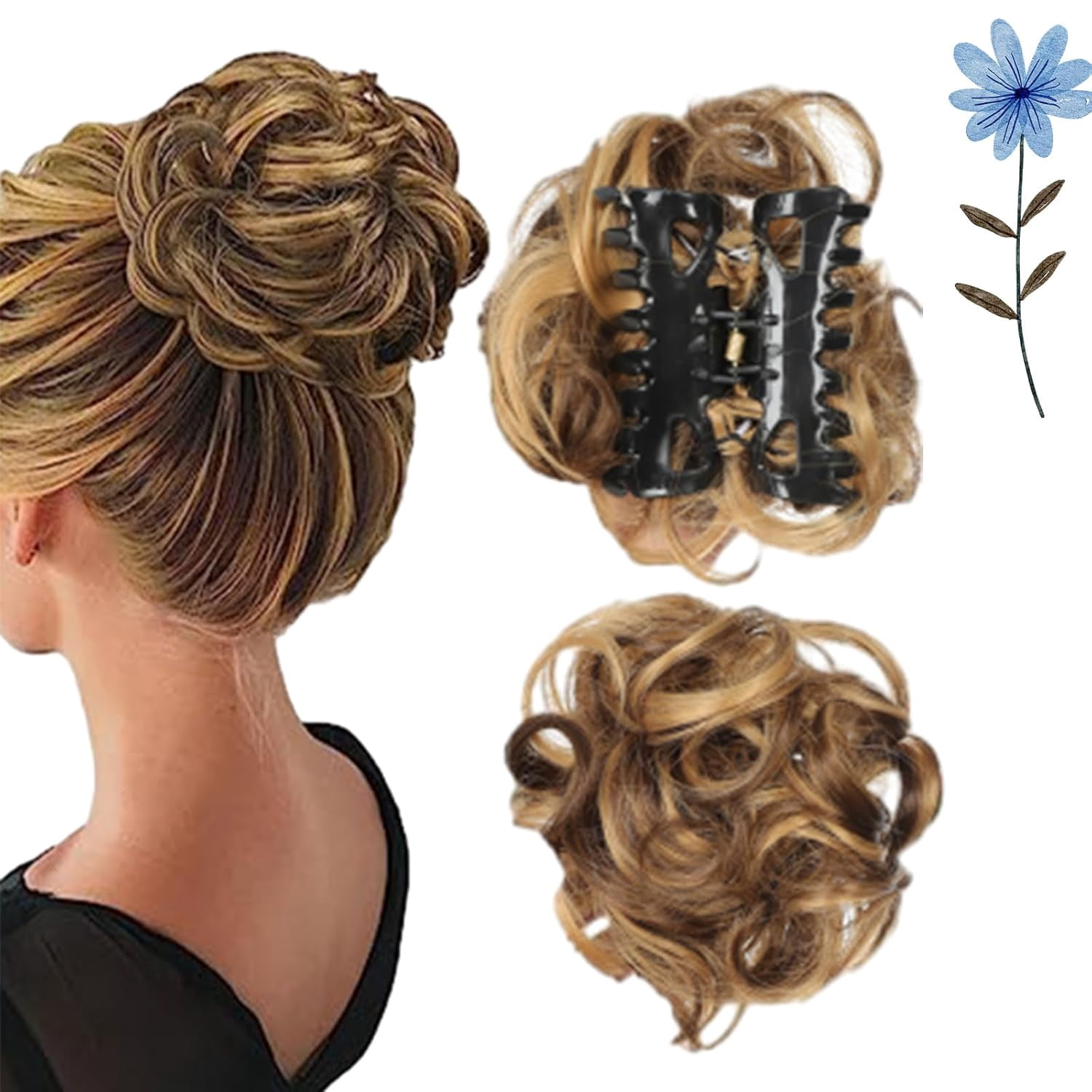 Meetitsneeds Bun Extension Clips, Natural Messy Bunhair Claws, Hair ...