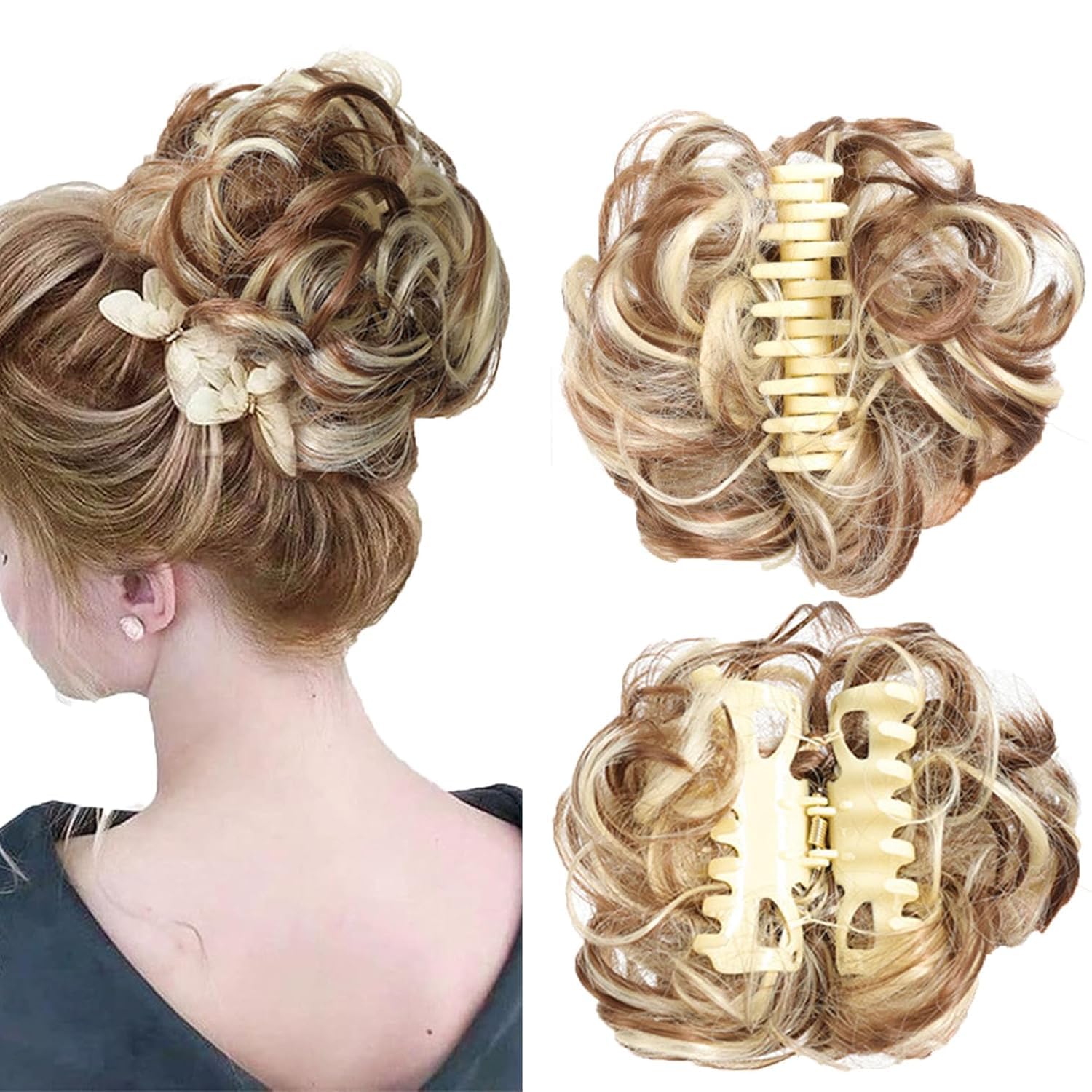 Meetitsneeds Bun Extension Clips, No Odor, Adjustable Claw Clip Messy ...