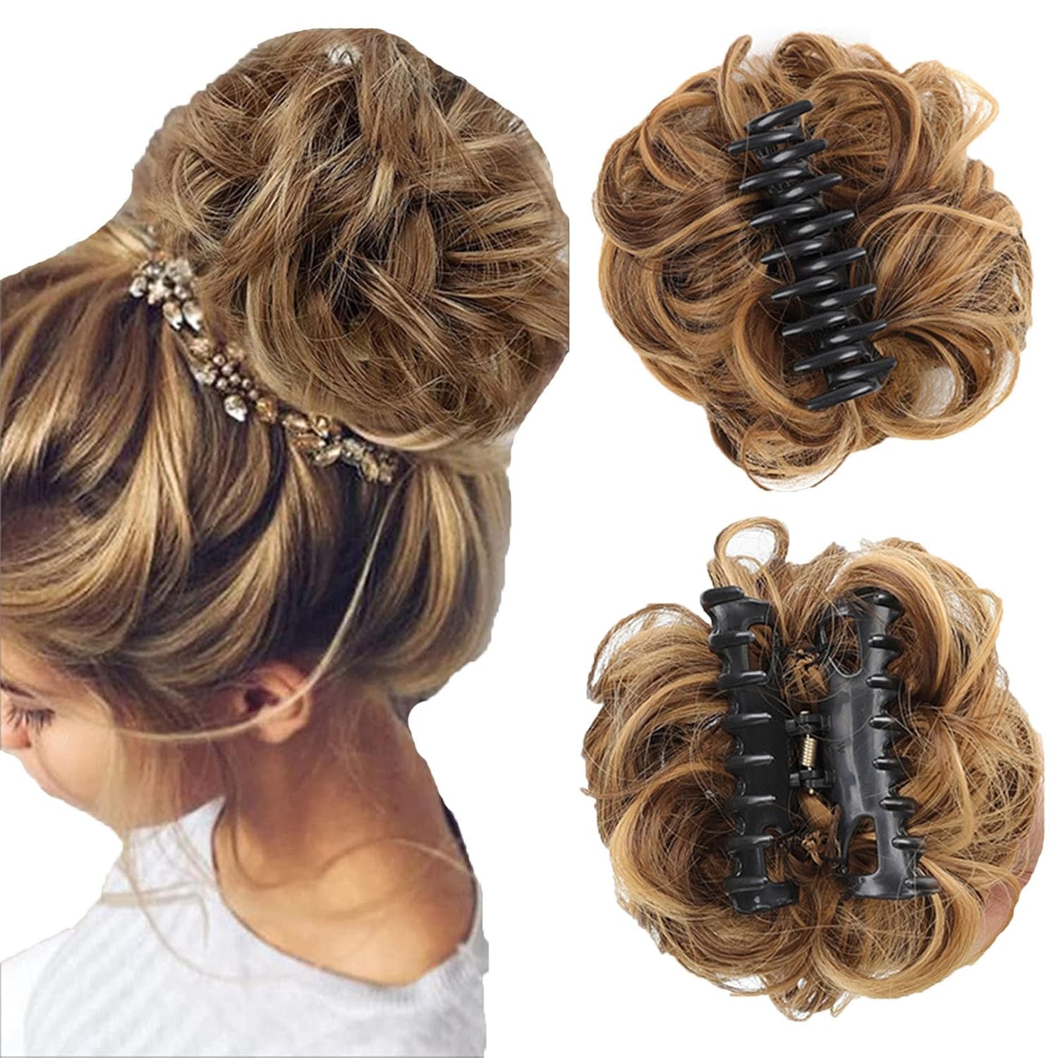 Meetitsneeds Bun Extension Clips, No Odor, Adjustable Claw Clip Messy ...