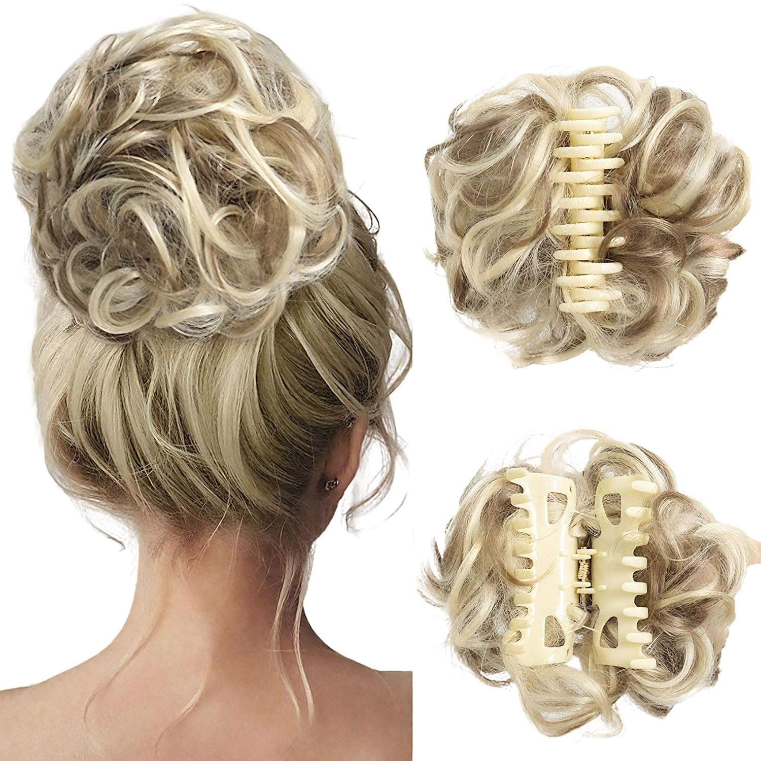 Meetitsneeds Bun Extension Clips, No Odor, Adjustable Claw Clip Messy ...