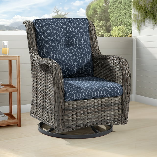 Meetleisure 1 Pieces Outdoor Patio Furniture Wicker Swivel Chair with ...