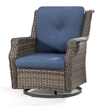 PARKWELL Patio Rocking Swivel Cushioned Chairs Set of 2,Wicker Glider ...