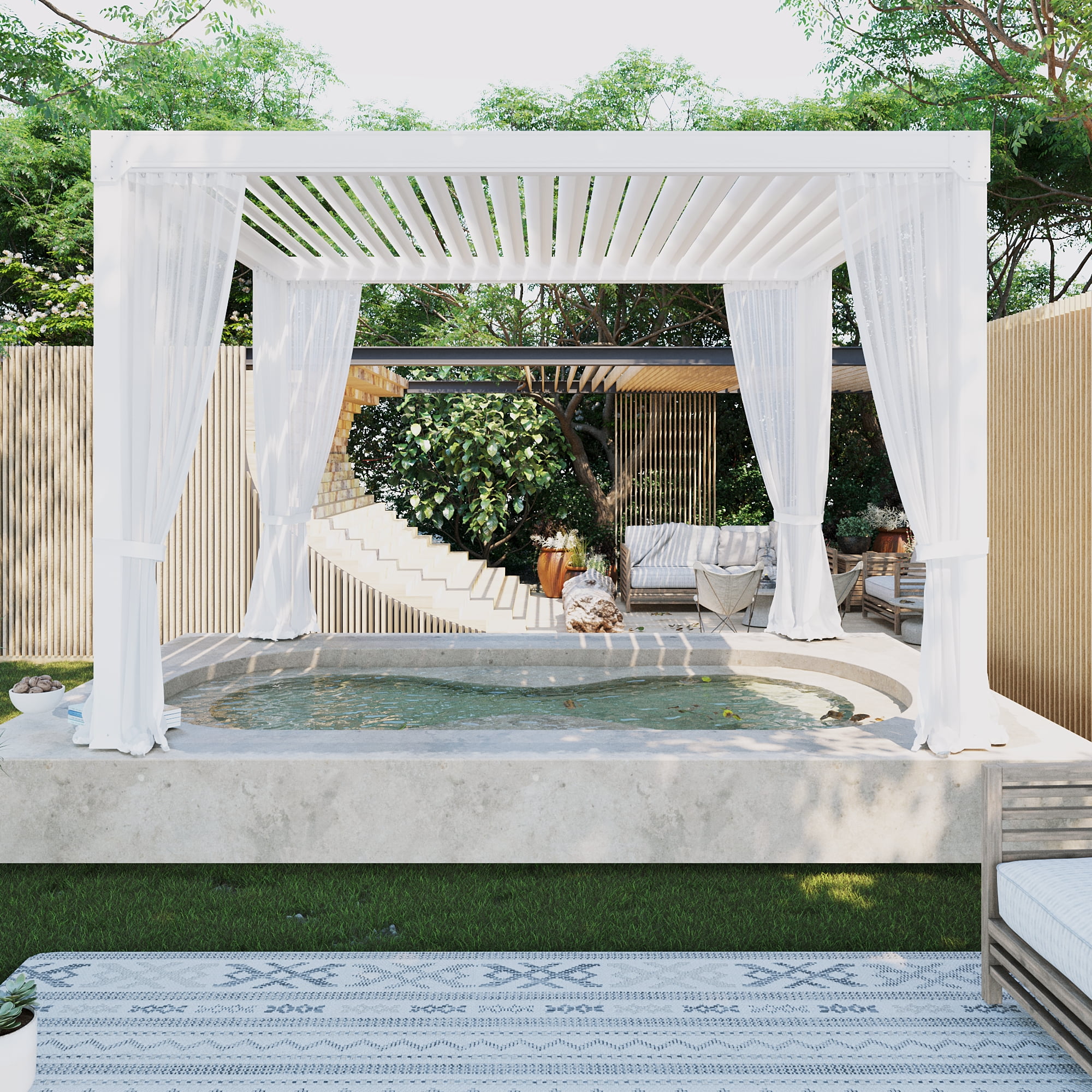 Meetleisure 10'×12' Outdoor Louvered Pergola with Adjustable Aluminum ...