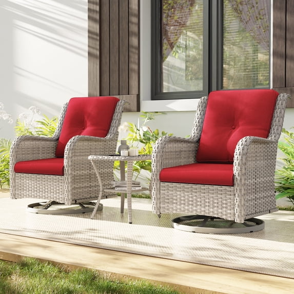 Meetleisure Outdoor Glider Swivel Rocker Wicker Patio Furniture Set ...