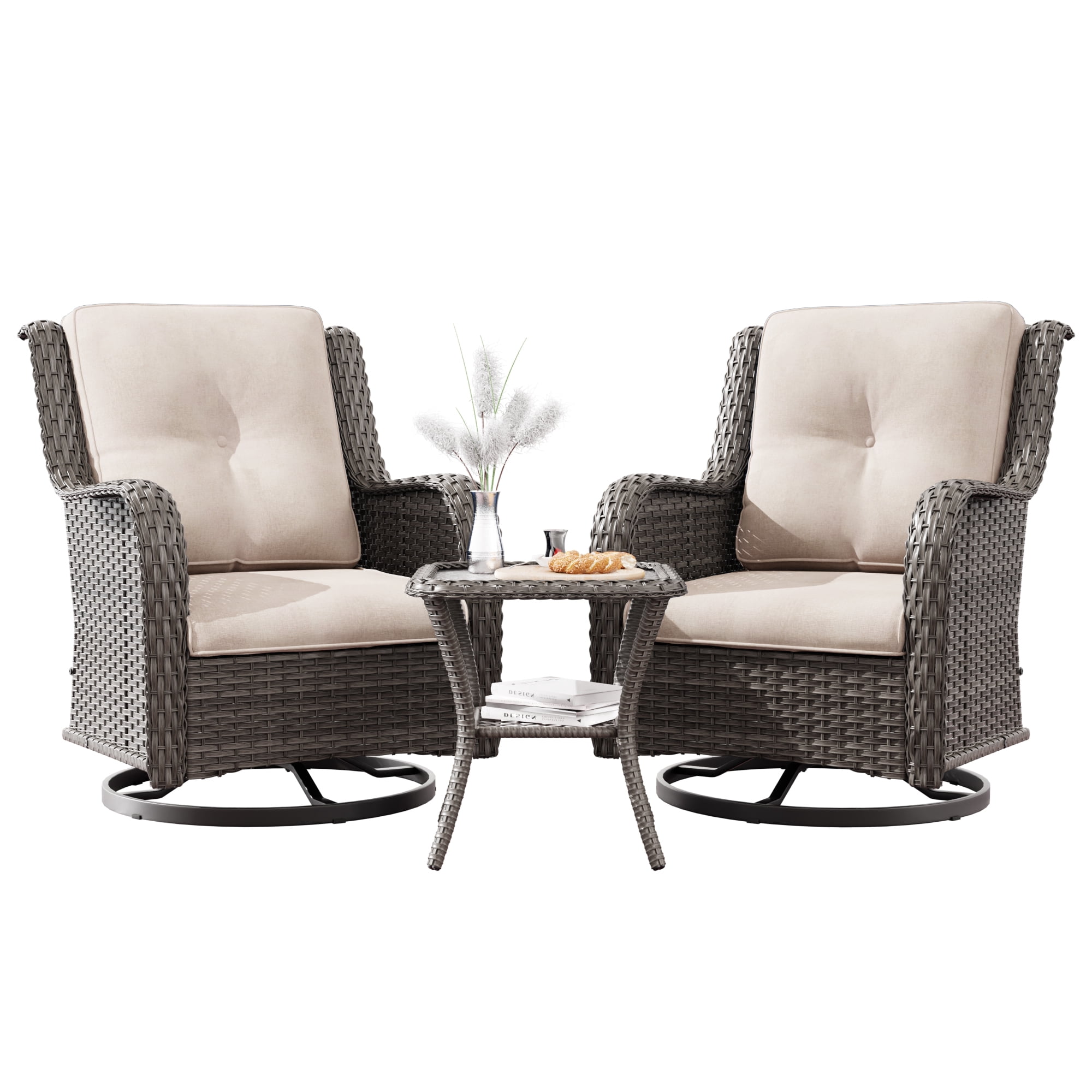 Meetleisure Outdoor Furniture: Swivel Rocker Wicker Patio Chairs Set of ...