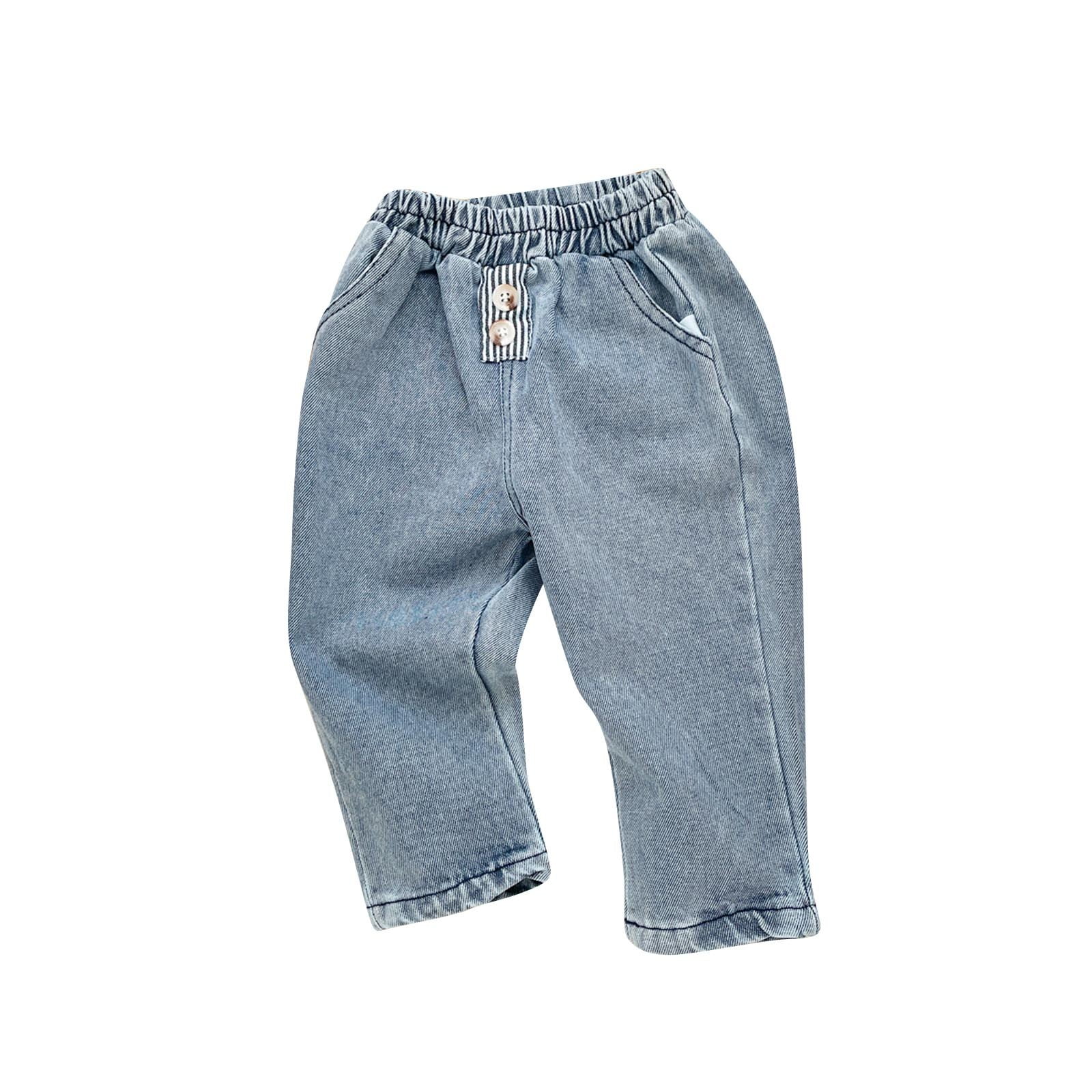 MeetoTime Infant Boys Girls Cotton Jeans 0-1 Years Solid Color Elastic ...
