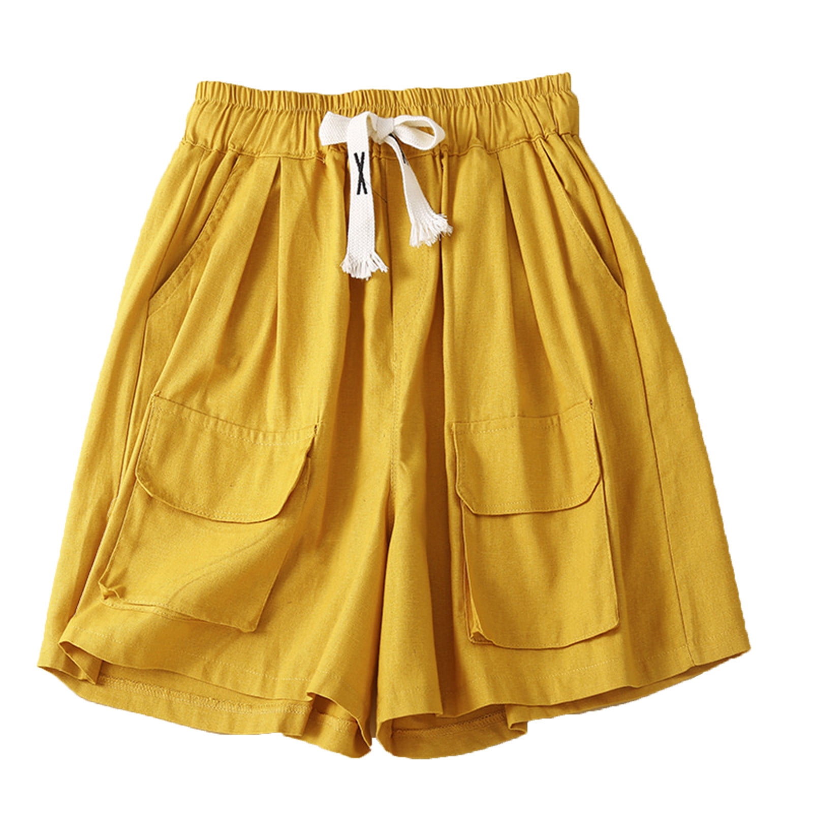 Meetotime Summer Womens Cute Shorts Drawstring Elastic Waist Wide Leg Casual Cropped Pants