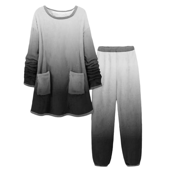 MeetoTime Women's Pajama Sets Fall Winter Warm Fleece Long Sleeves Top ...