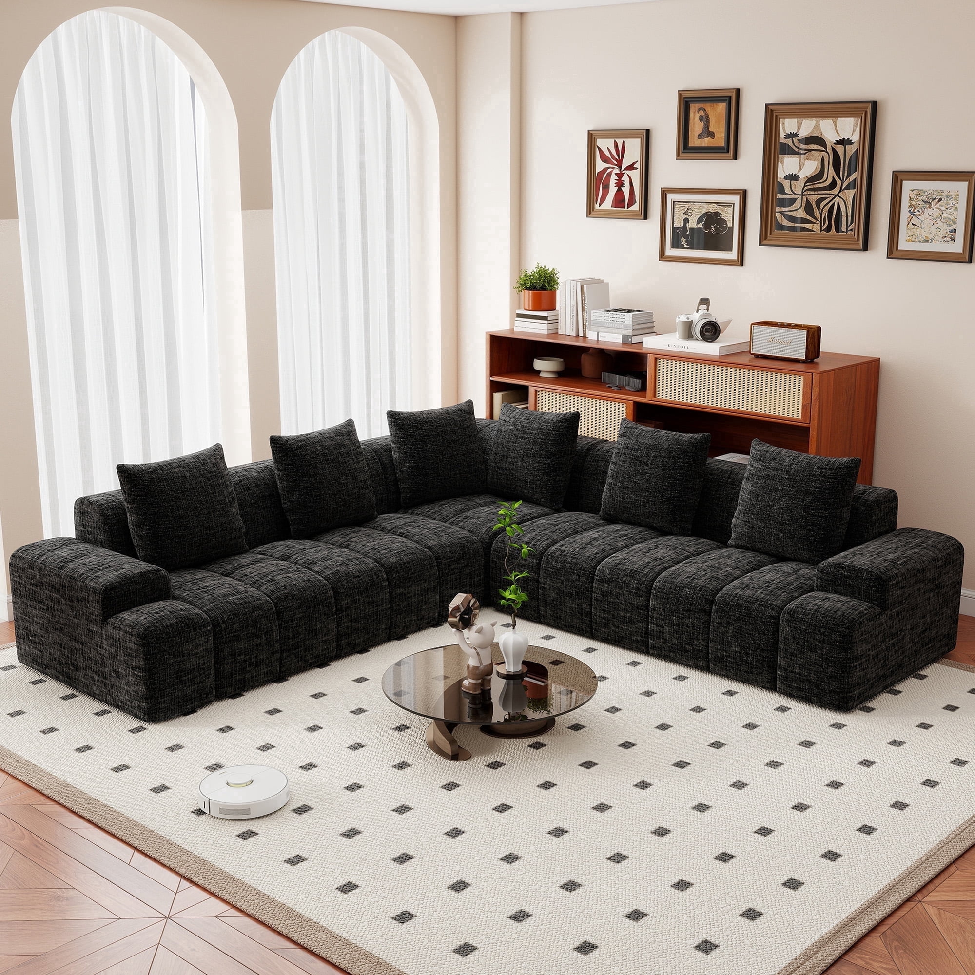 Meeyar 109" Sectional Sofa L Shaped Couch with Chaise, 3PCS Modular ...