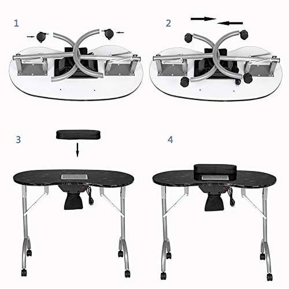 Mefeir Manicure Nail Table w/Electric Dust Collector, Foldable MDF ...