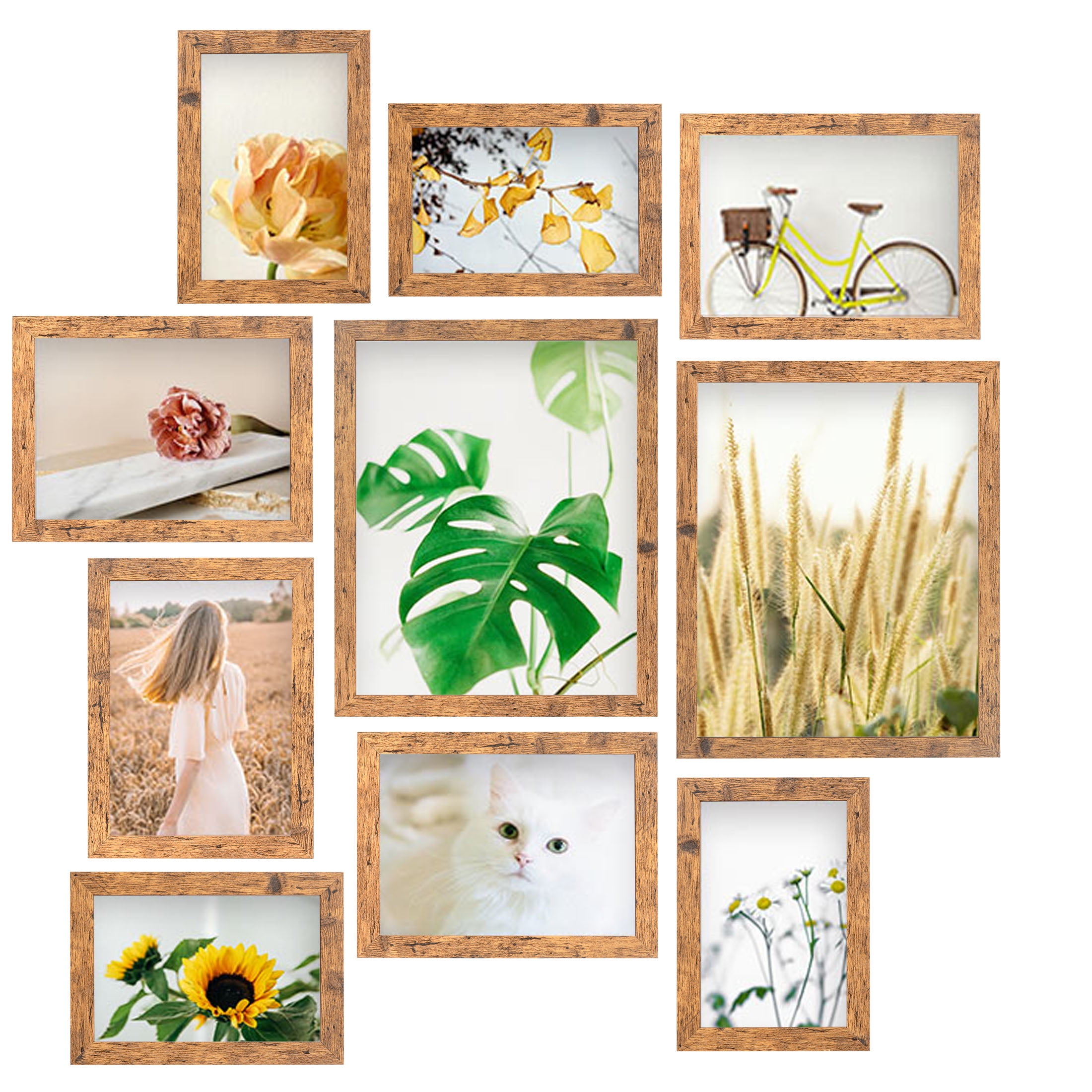 Meframe 10PACK Wooden Collage Picture Frame Set, Wall and Tabletop ...