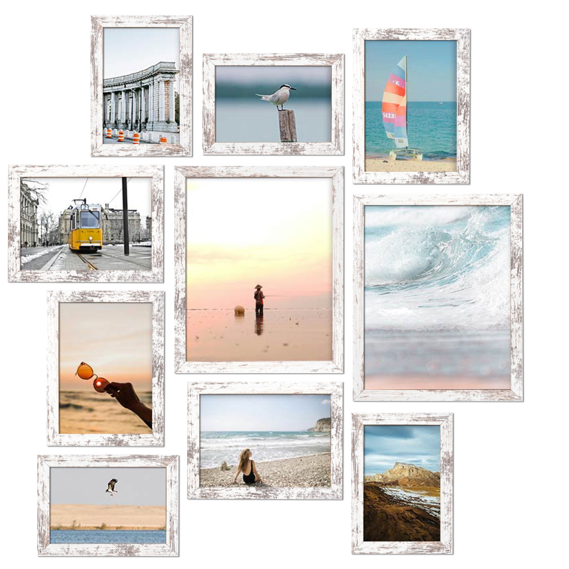 Meframe 10PACK Wooden Collage Picture Frame Set, Wall and Tabletop ...