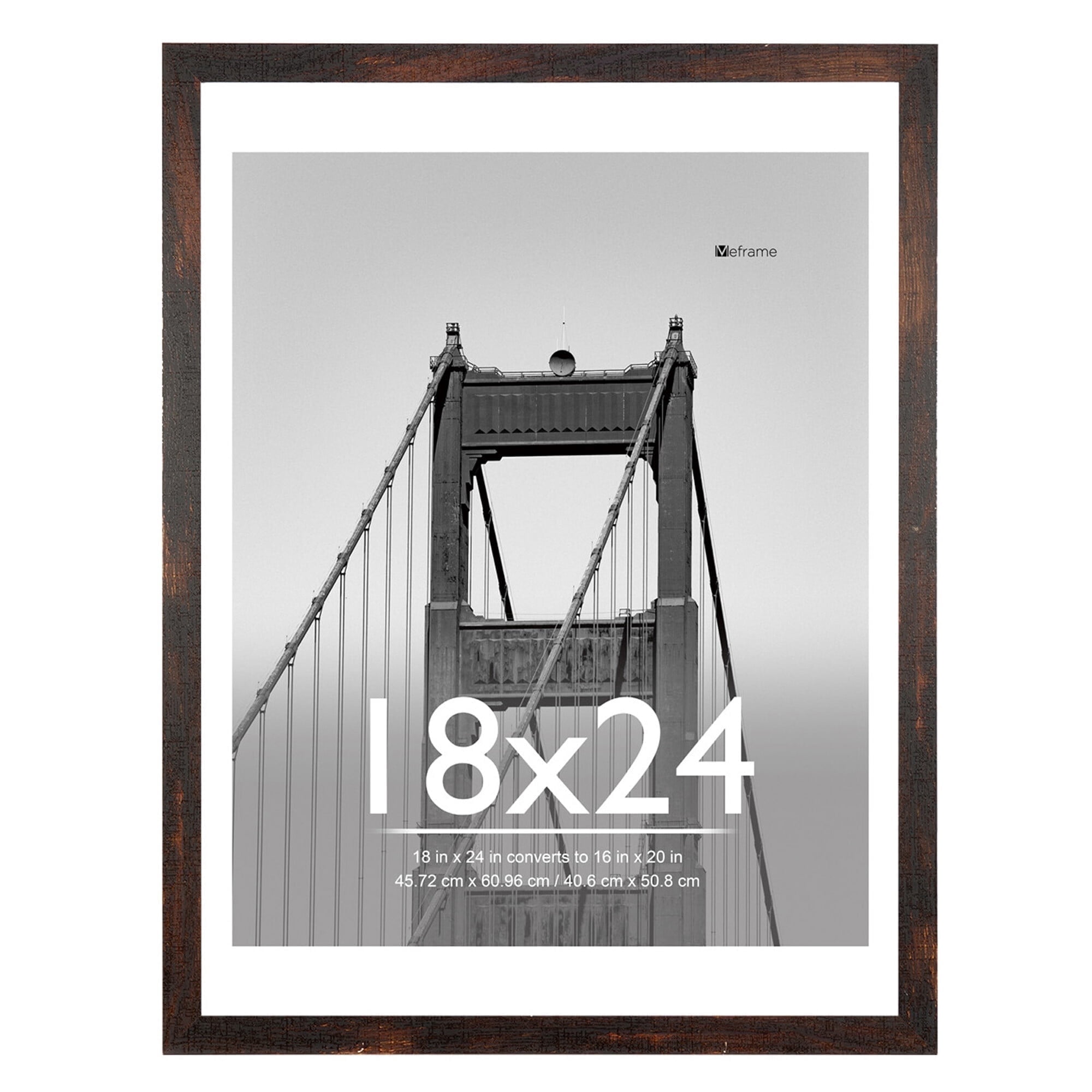 Meframe 18x24 Wooden Picture Frame, Matted to 16x20 Wall Poster Frame ...