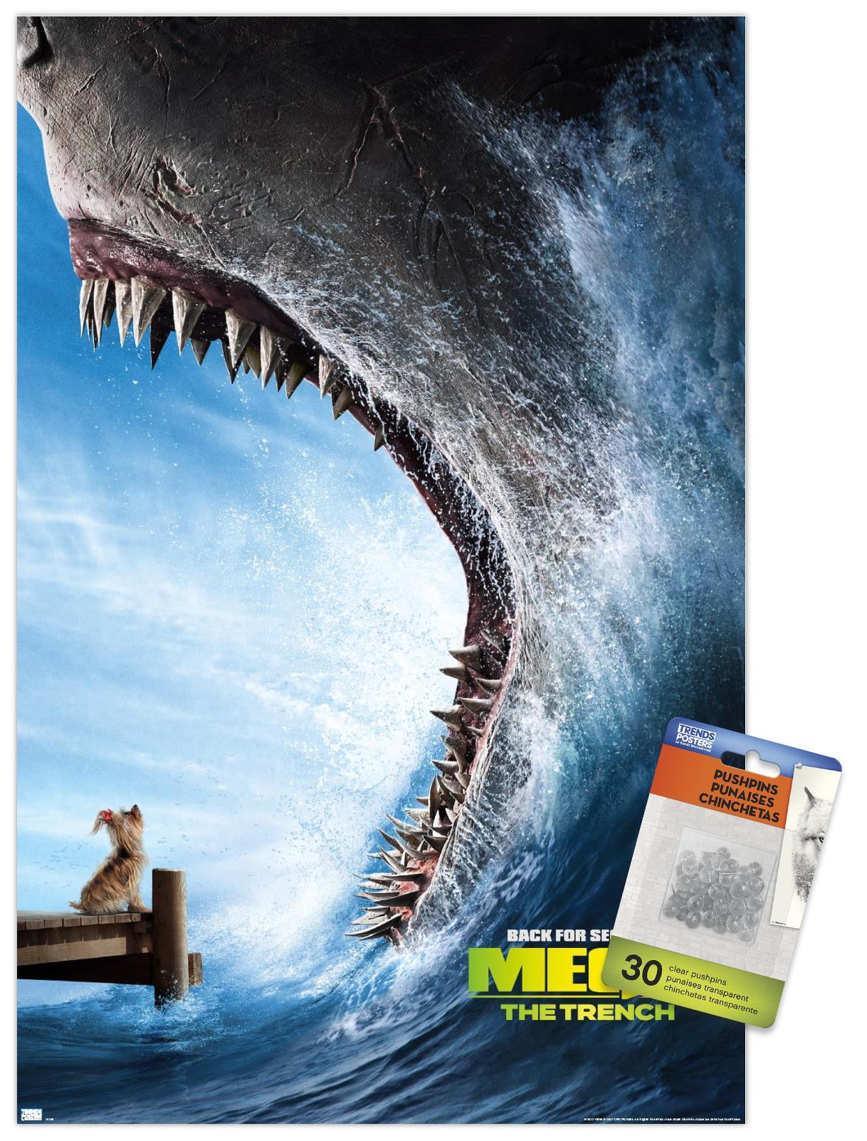 Meg 2: The Trench - Teaser One Sheet Wall Poster with Push Pins, 14.725 ...
