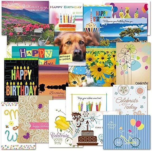Mega Birthday Greeting Cards Value Pack – Set of 40 (20 Designs) Bulk ...