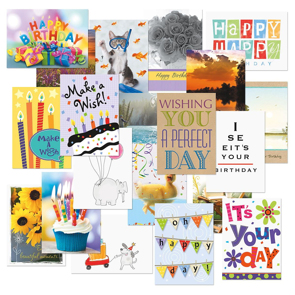 "Mega Birthday Greeting Cards Bulk Value Pack - Set of 40 Assorted ...