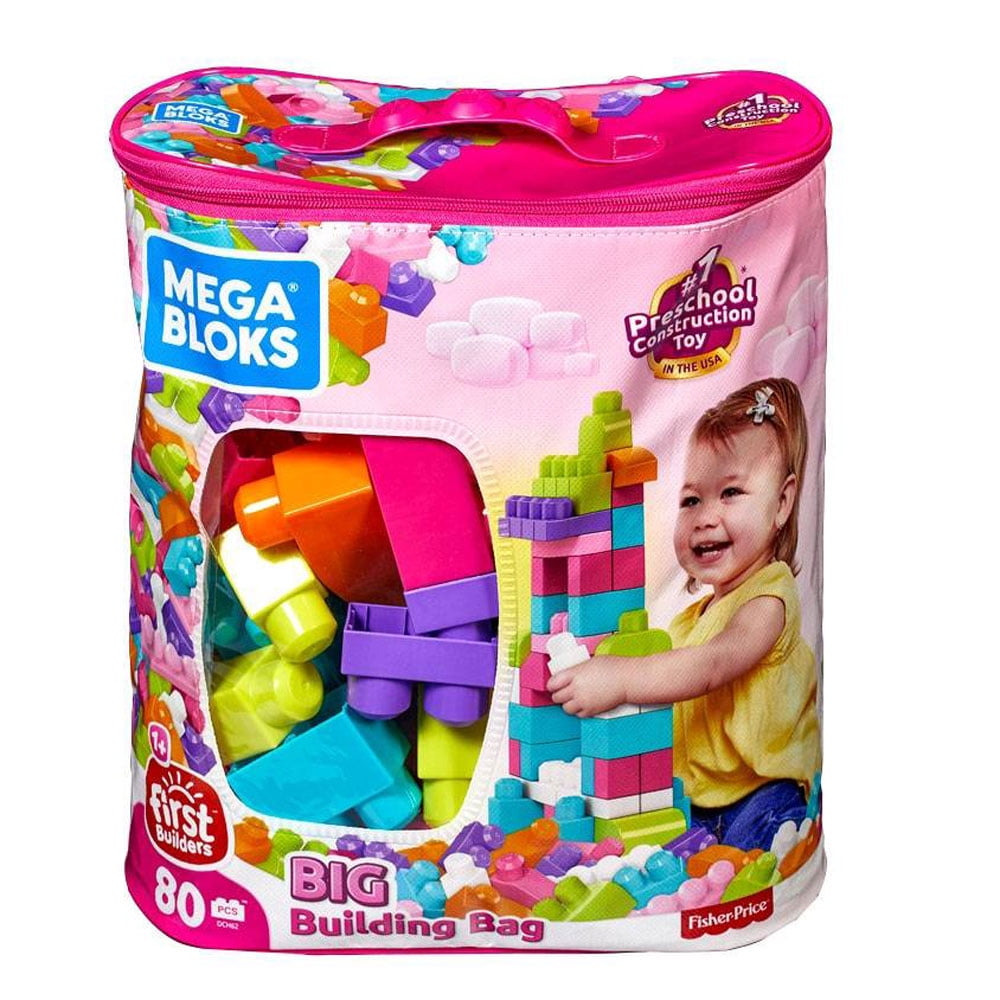 Mega Bloks First Builders Big Building Bag, 80-Piece Set (Pink) - DCH62 ...