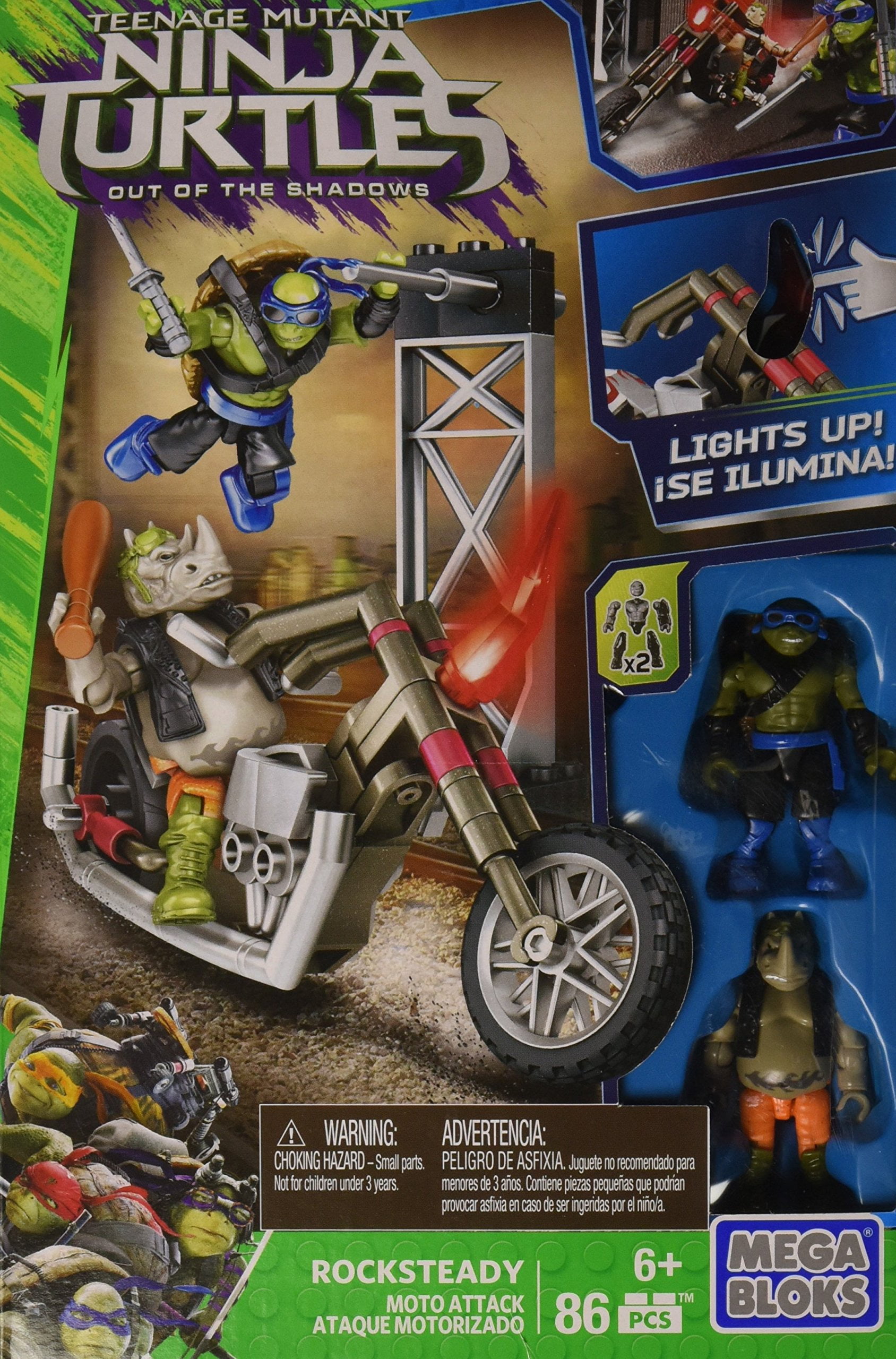 Mega Bloks Teenange Mutant Ninja Turtles: Rocksteady Moto Attack ...