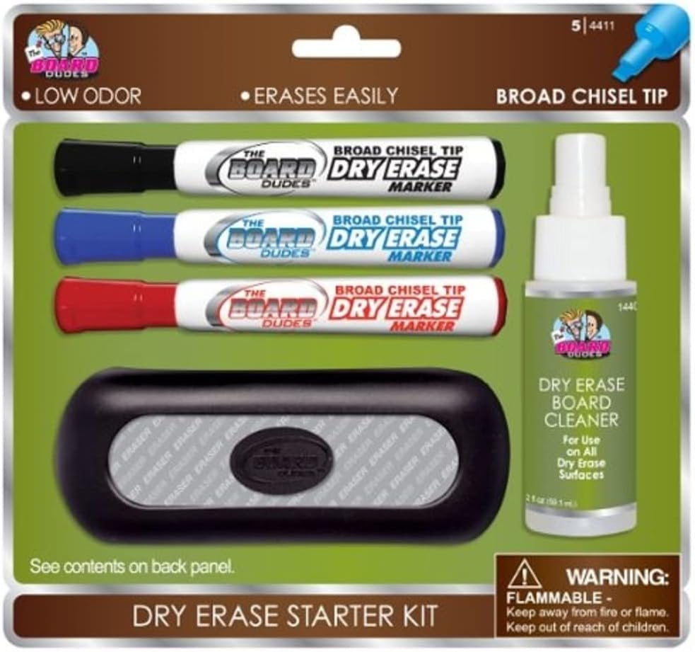 Mega Brands DDP03 Dry Erase Starter Kit with 3 Markers Cleaner Eraser ...