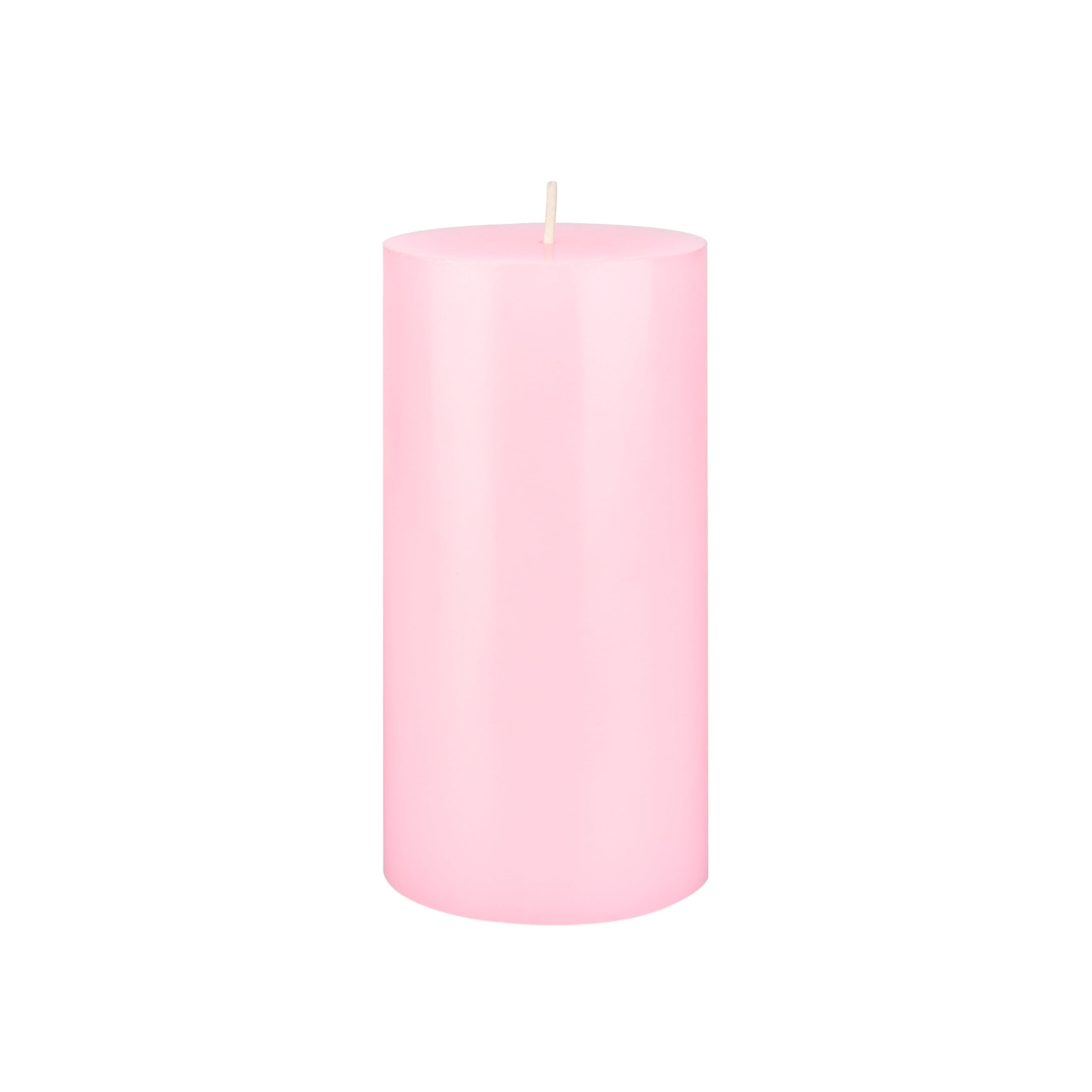 Mega Candles 1 pc Unscented Pink Round Pillar Candle, Hand Poured ...