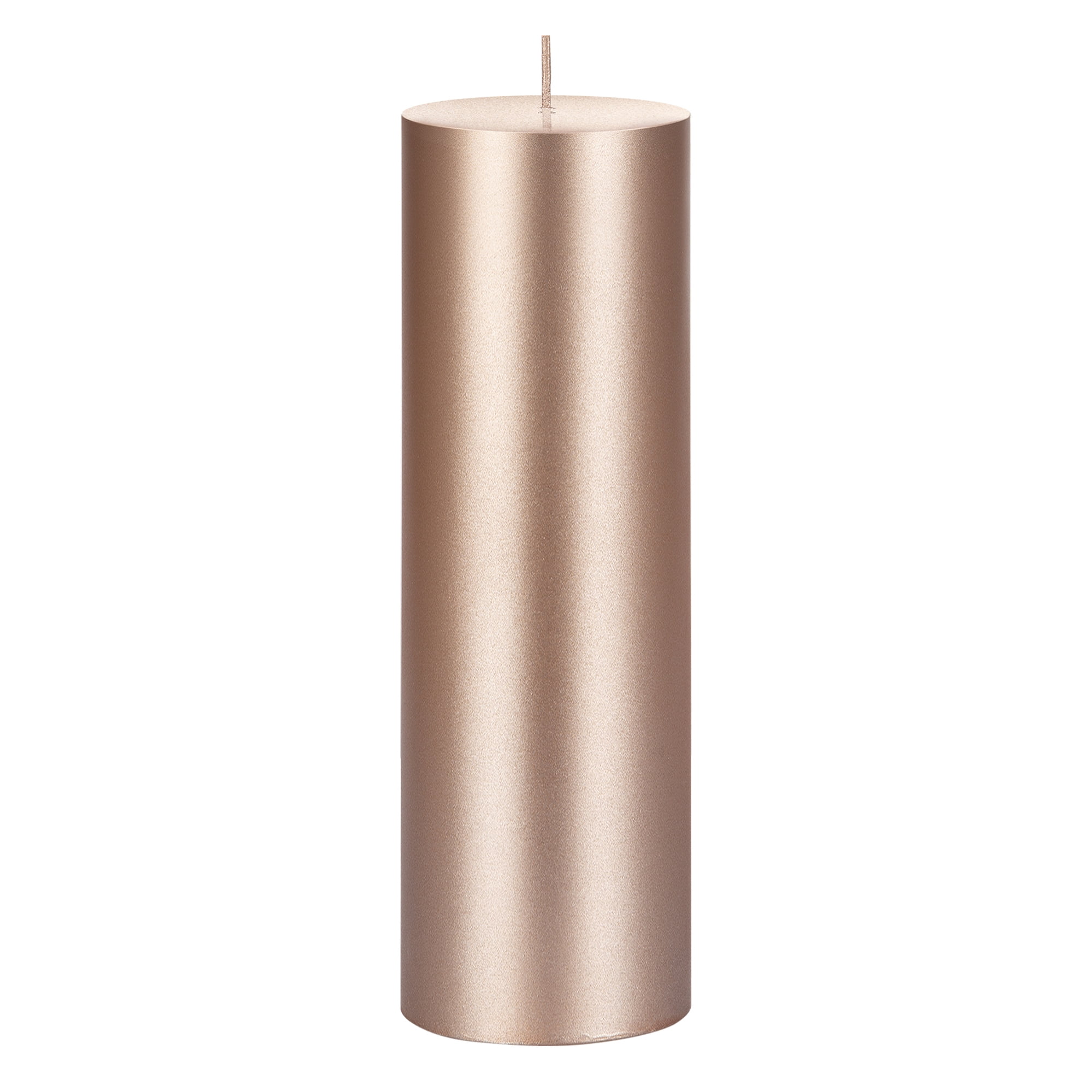 Mega Candles 1 pc Unscented Rose Gold Round Pillar Candle, Hand Poured ...