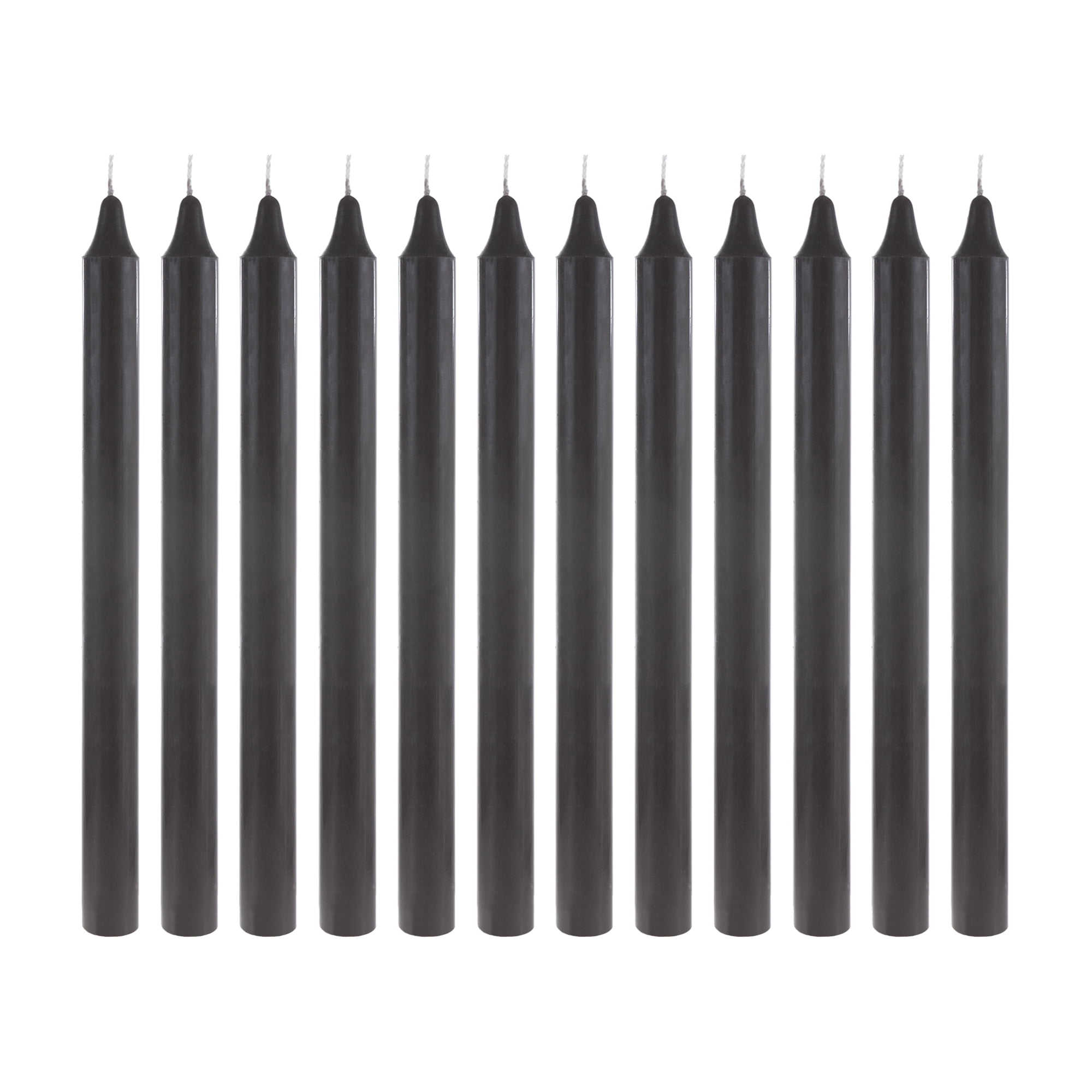 Mega Candles 12 pcs Unscented Black Straight Taper Candle, Hand Poured ...