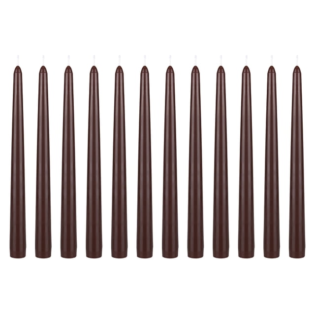 Mega Candles 12 pcs Unscented Brown Taper Candle, Hand Poured Wax ...