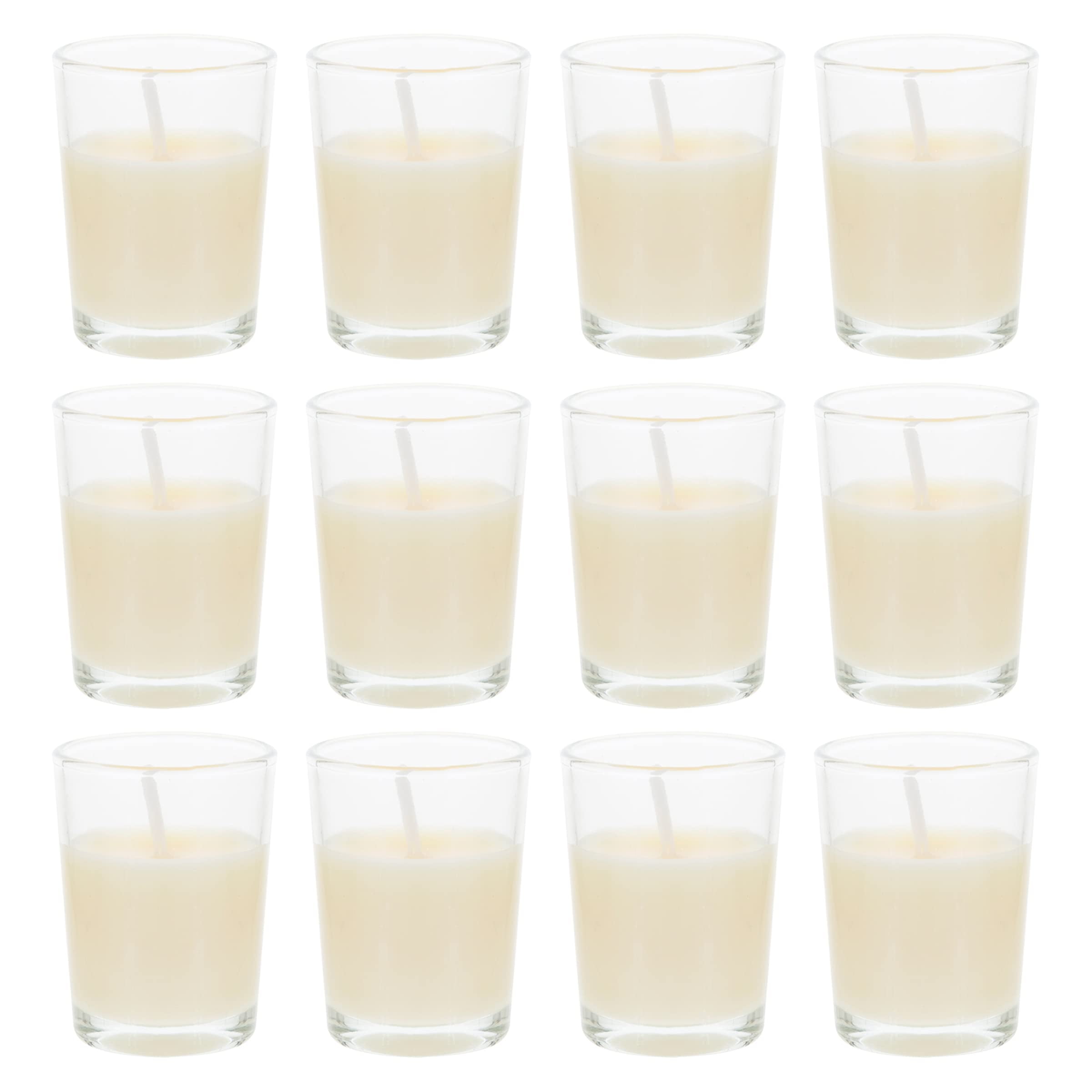 Mega Candles 12 pcs Unscented Glass Ivory Container Mini Party Light 5 ...
