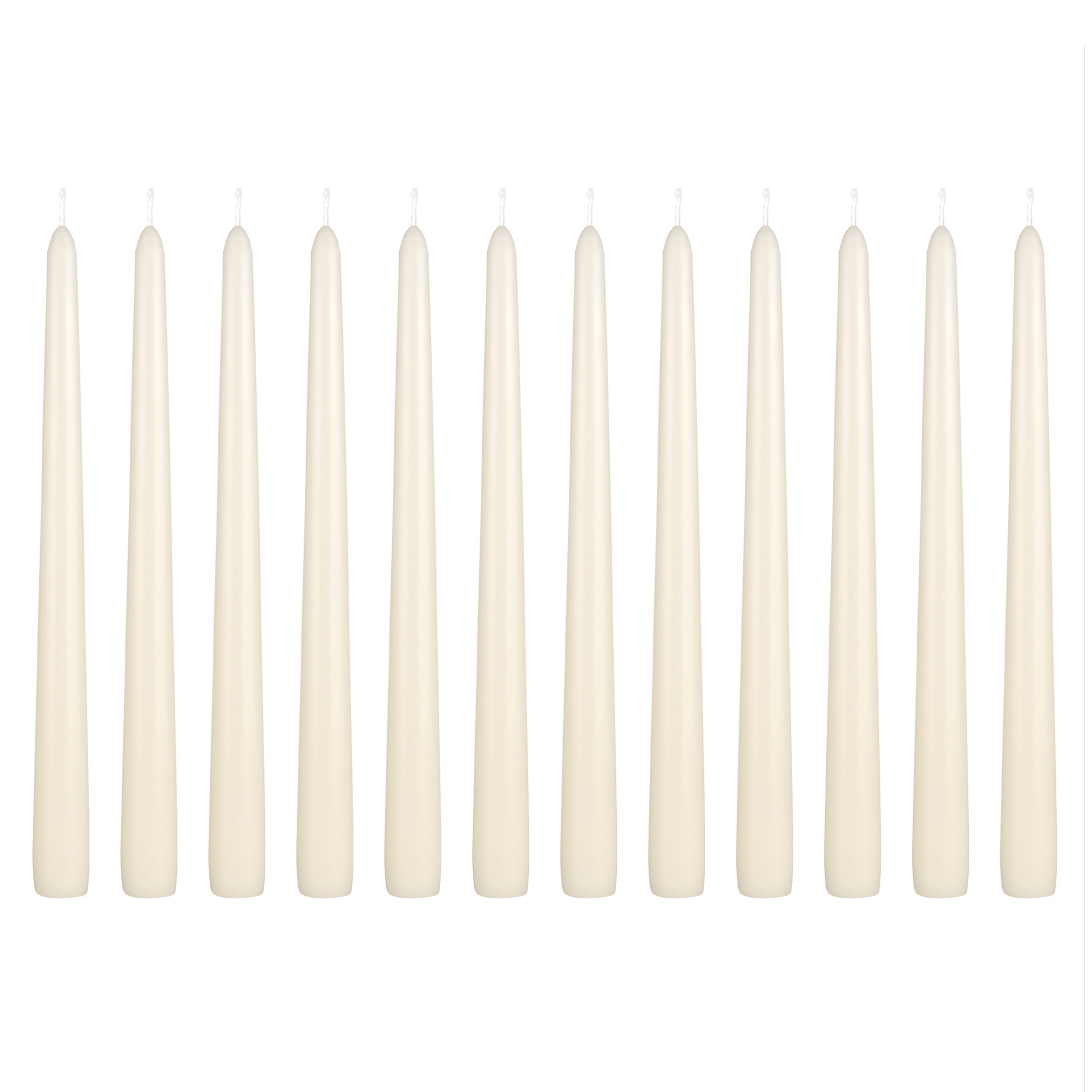 Mega Candles 12 pcs Unscented Ivory Taper Candle, Hand Poured Wax ...